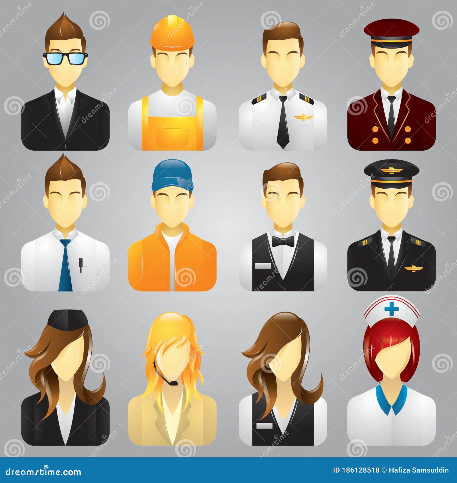 Collection of People and Occupation. Vector Illustration Decorative ...