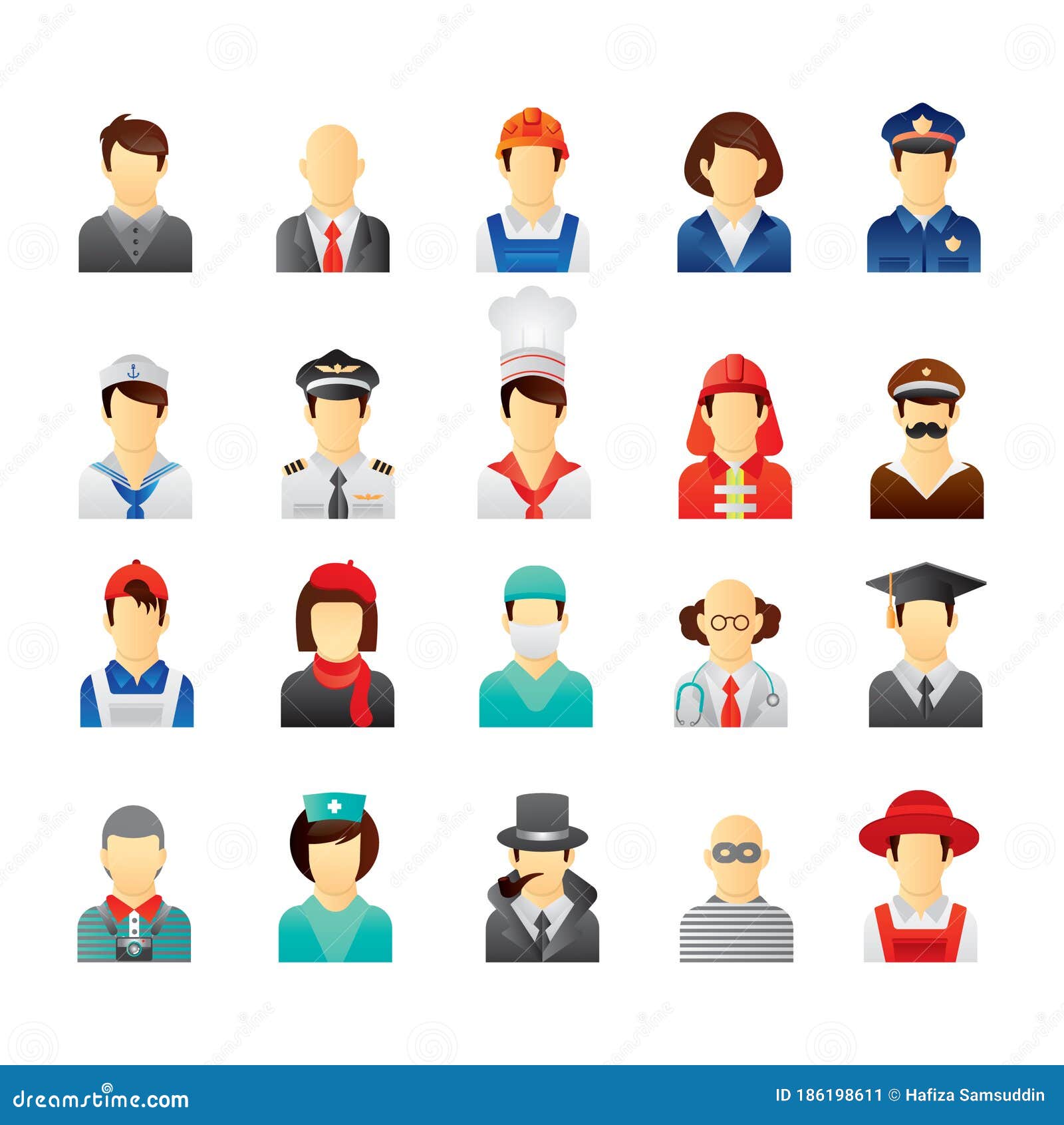 Collection of People and Occupation. Vector Illustration Decorative ...