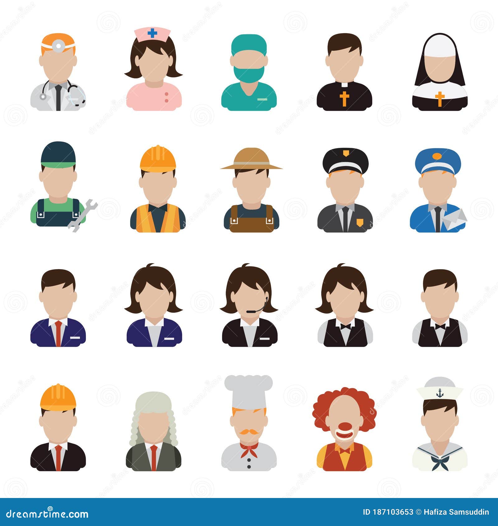 Collection of People and Occupation. Vector Illustration Decorative ...