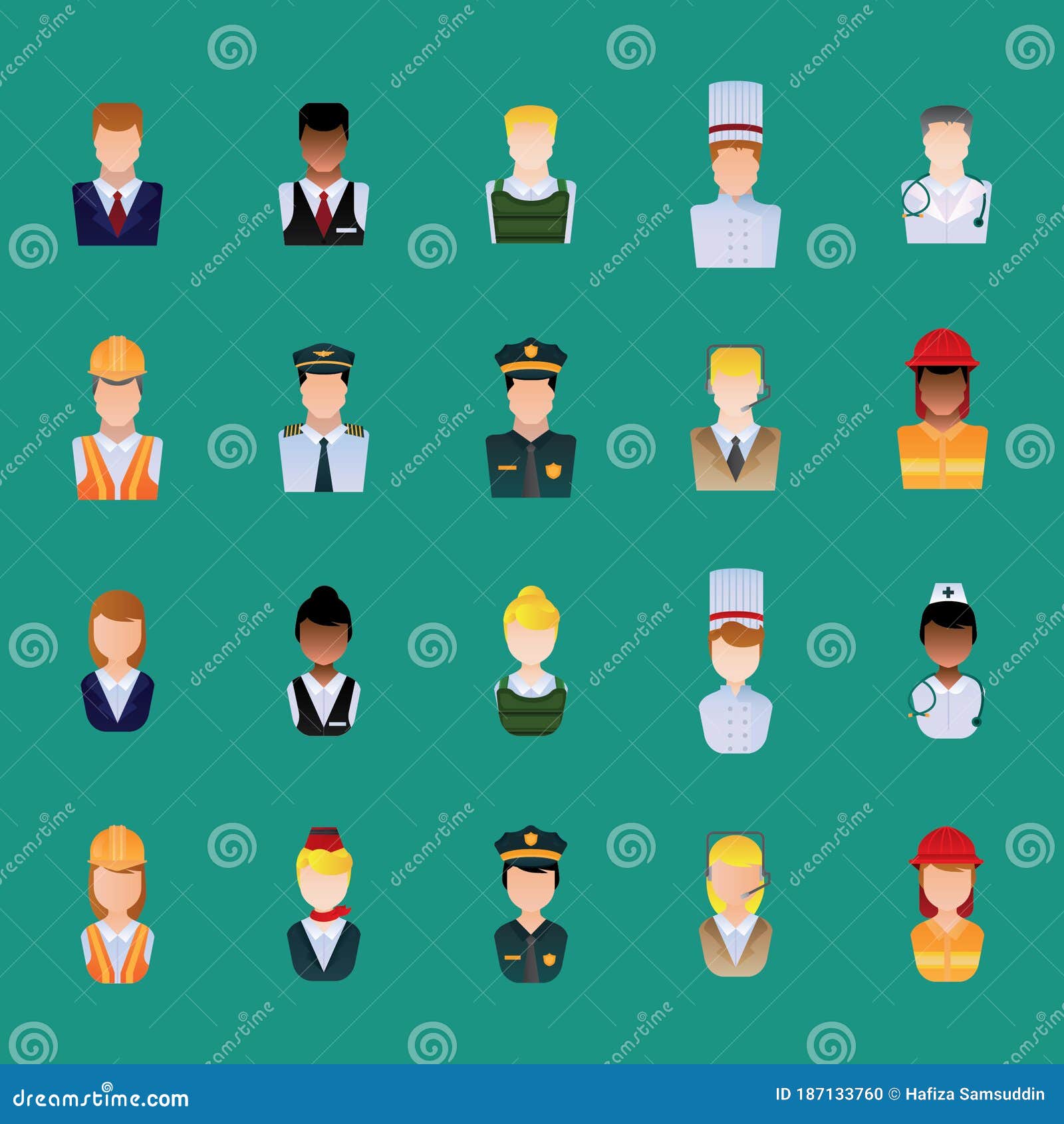 Collection of People and Occupation. Vector Illustration Decorative ...