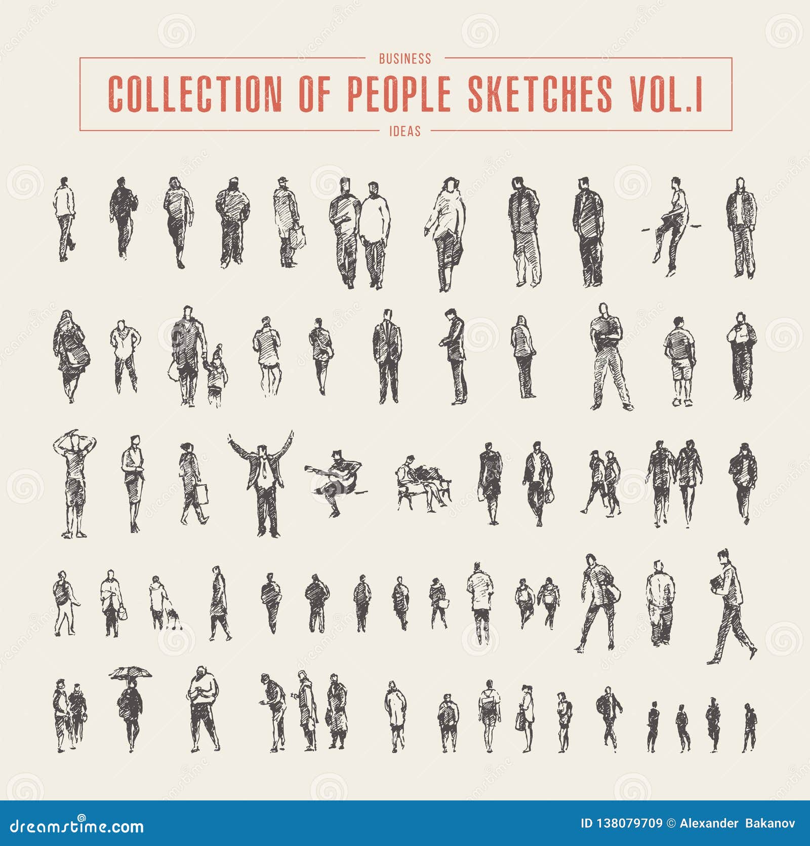 Collection of People Sketches Vector Hand Drawn Stock Vector ...