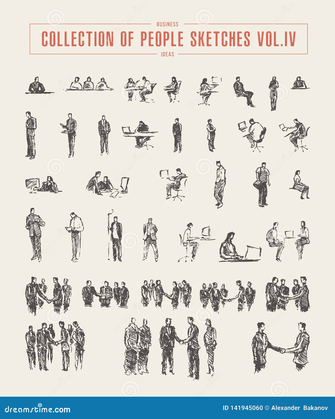 Collection of People Sketches Vector Hand Drawn Stock Vector ...