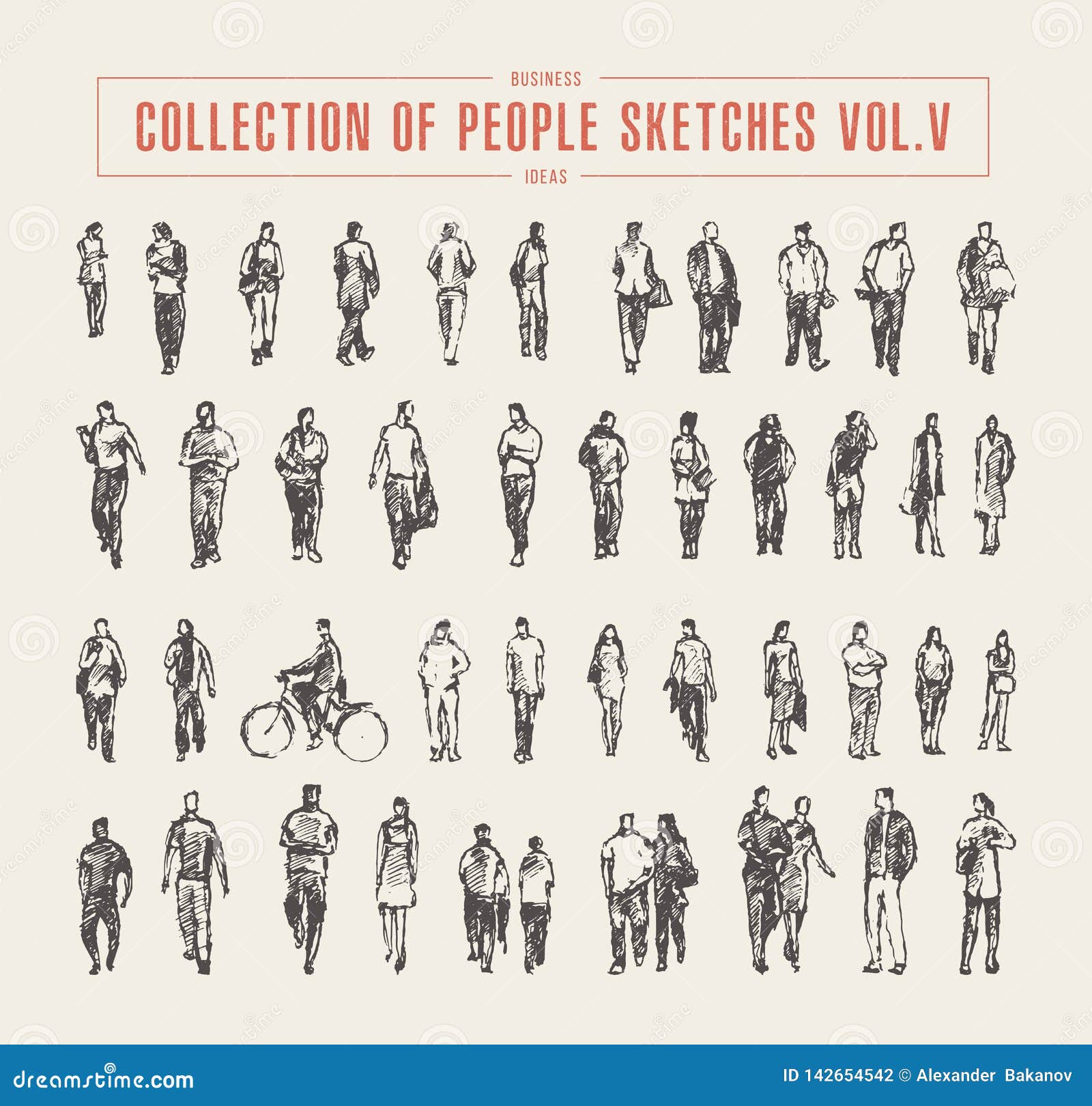 Collection of People Sketches Vector Hand Drawn Stock Vector ...