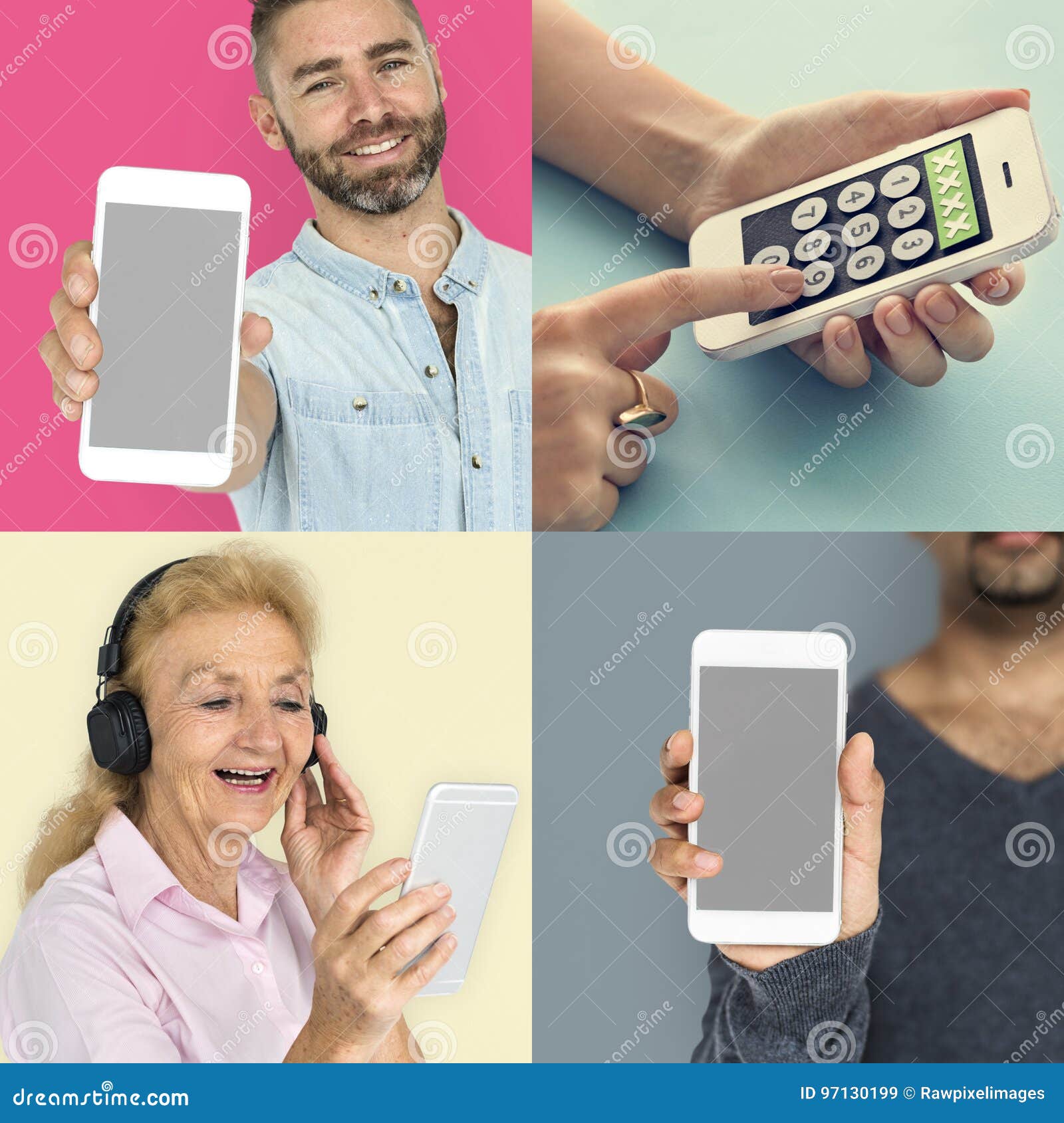 Collection of People Using Smart Phone Stock Image - Image of studio ...