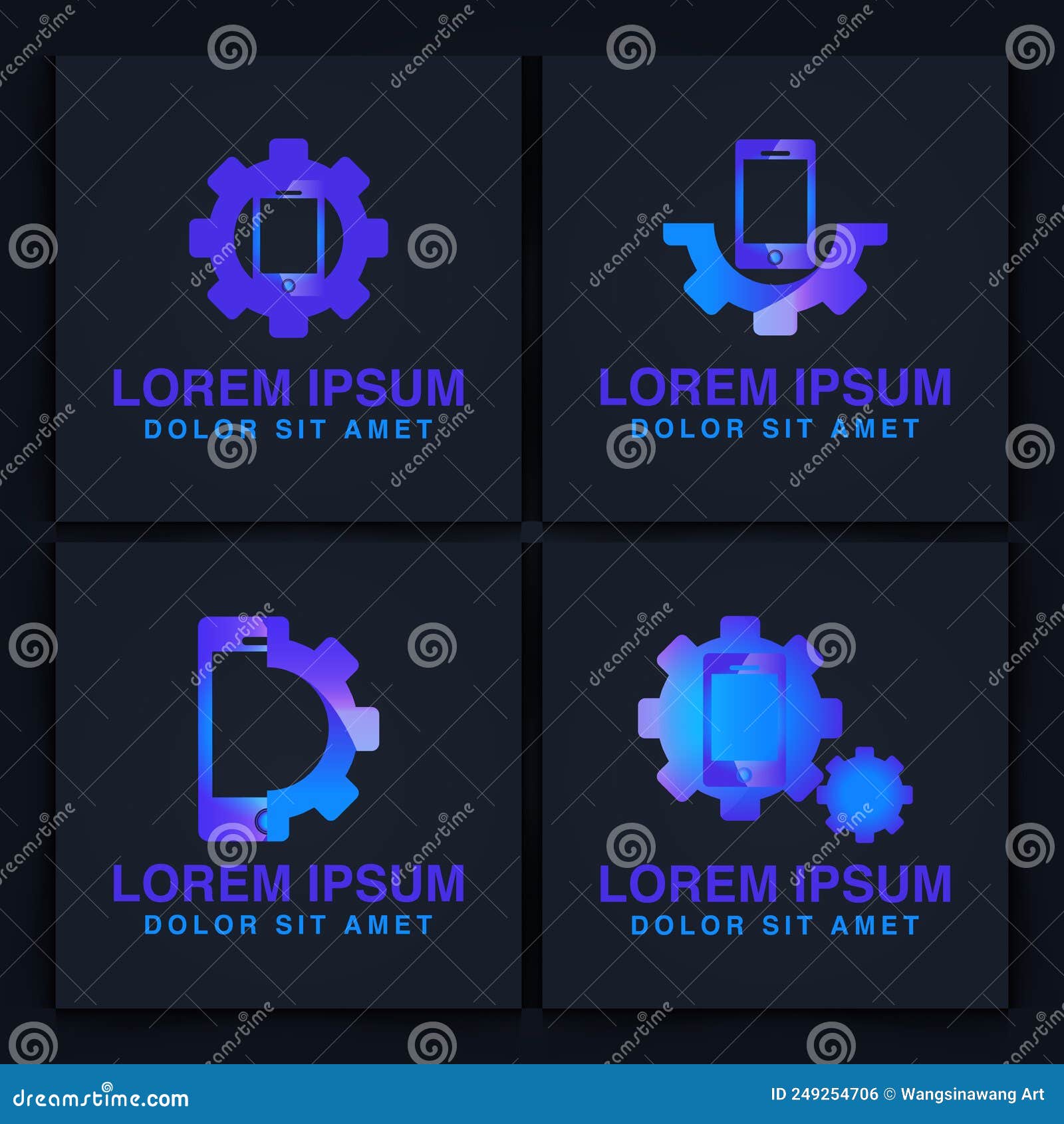 Collection of Phone Repair Logo Design Vector Illustration Stock Vector ...