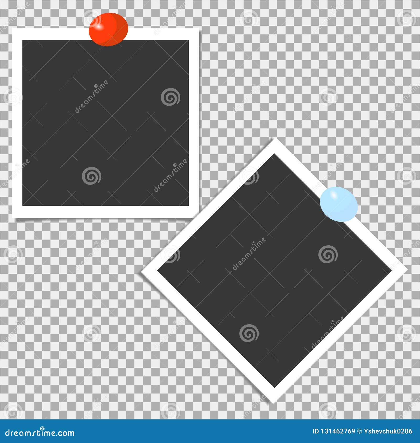 Frames And Pins. Photo Album Frame, Black Blank Photography Template ...