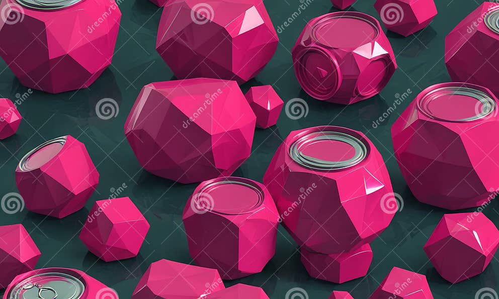 Collection Pink, Geometric Objects, Including Cubes, Pyramids, and ...