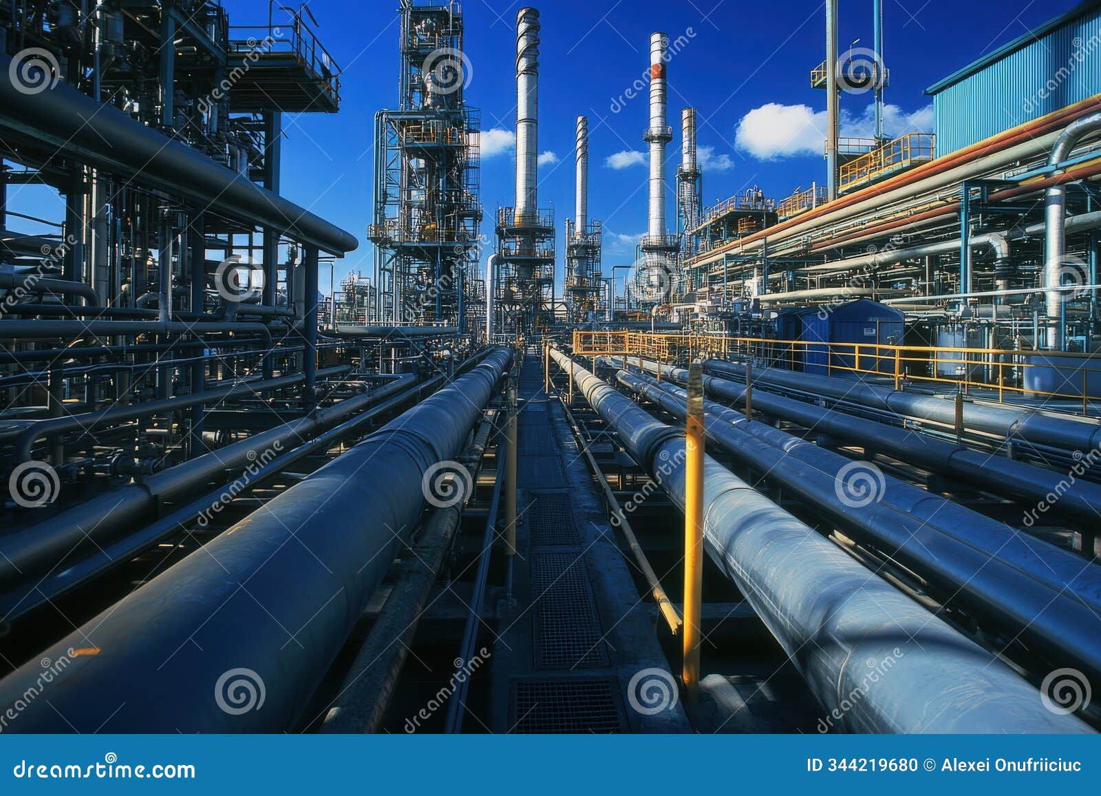 A Large Collection of Pipes is Running through a Factory Space Stock ...