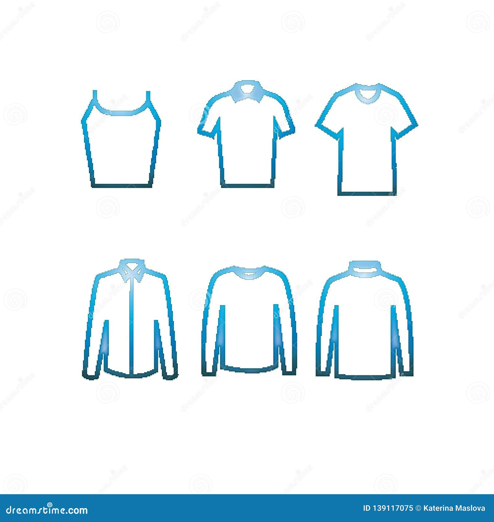 Collection of Pixel Art Icons of Shirts. Stock Illustration ...