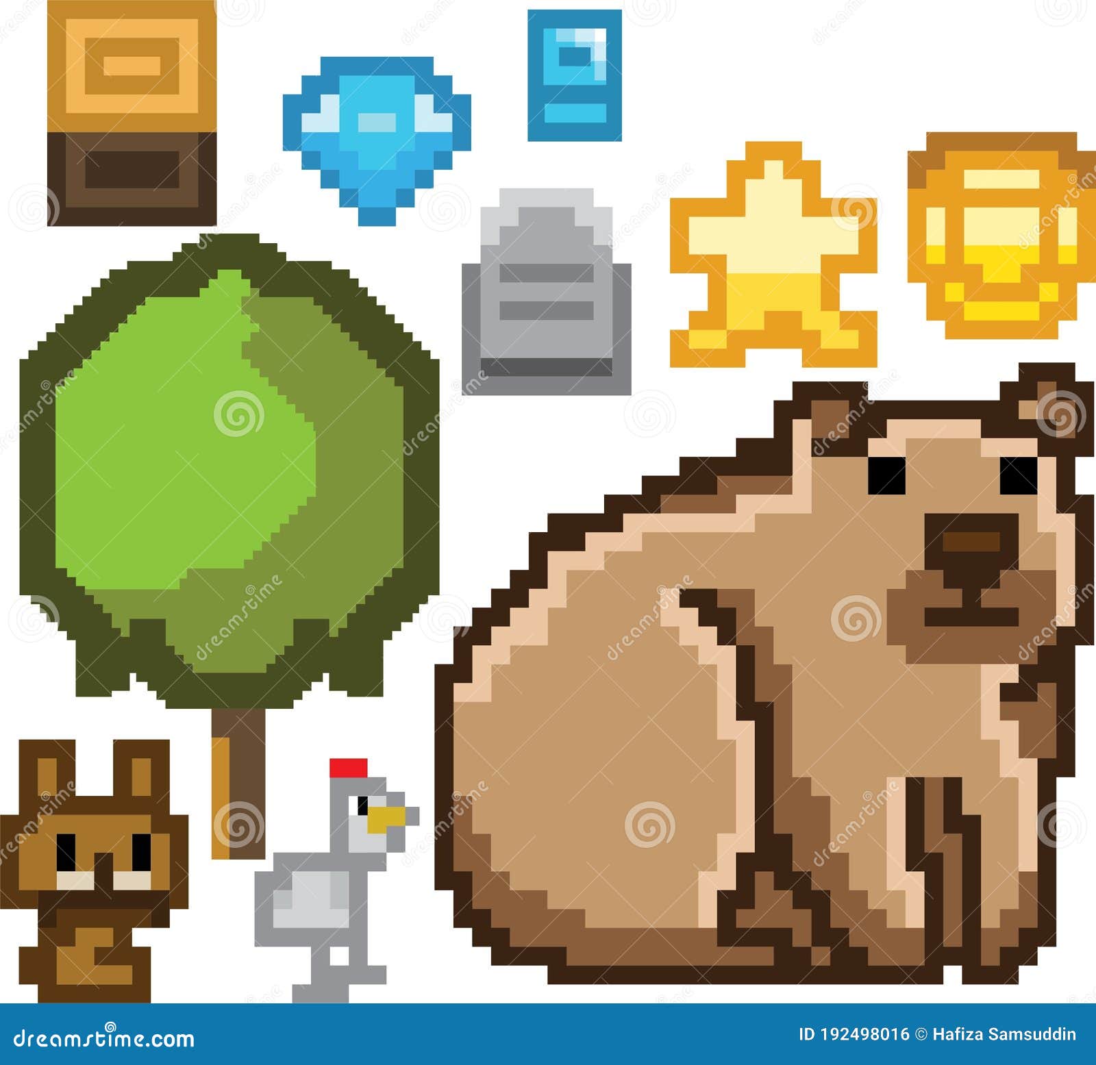 Collection of Pixel Art Items. Vector Illustration Decorative Design ...