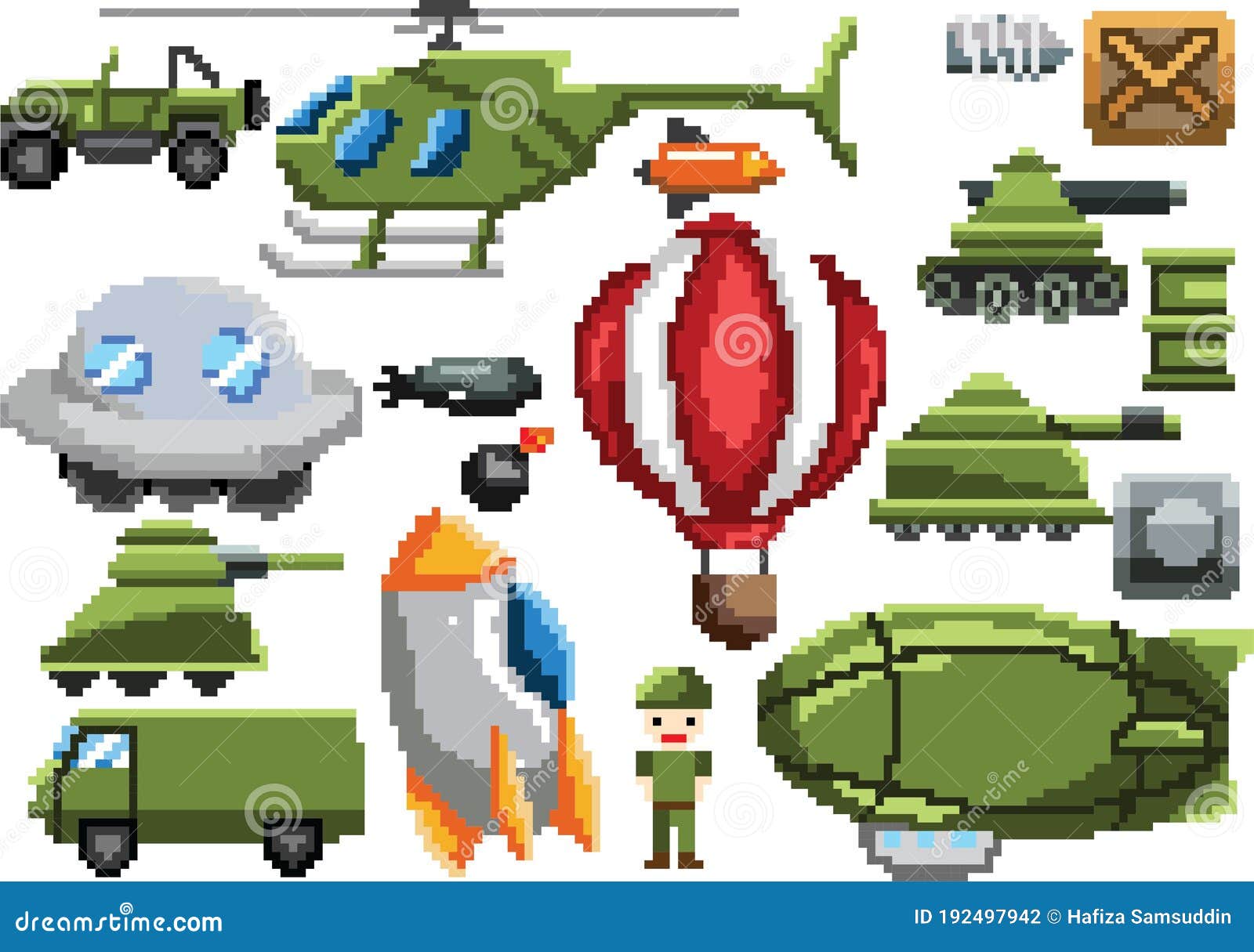 Collection of Pixel Art Items. Vector Illustration Decorative Design ...