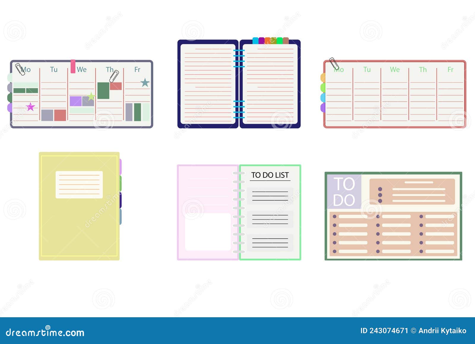 Collection of Planner Notepads and Diary for Notes Stock Vector ...