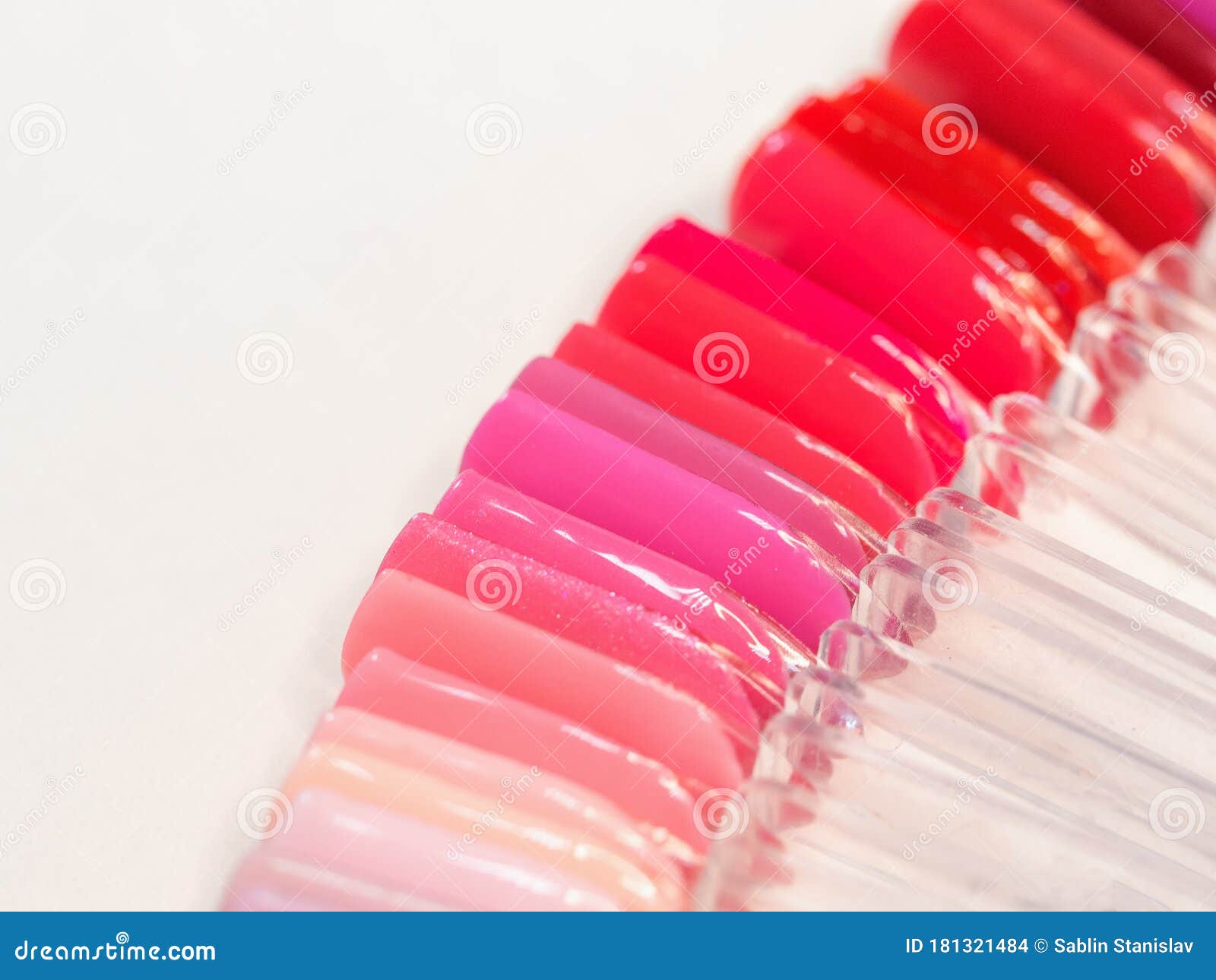 Collection of Plastic Testers for Nail Polish, Close Up Stock Photo ...