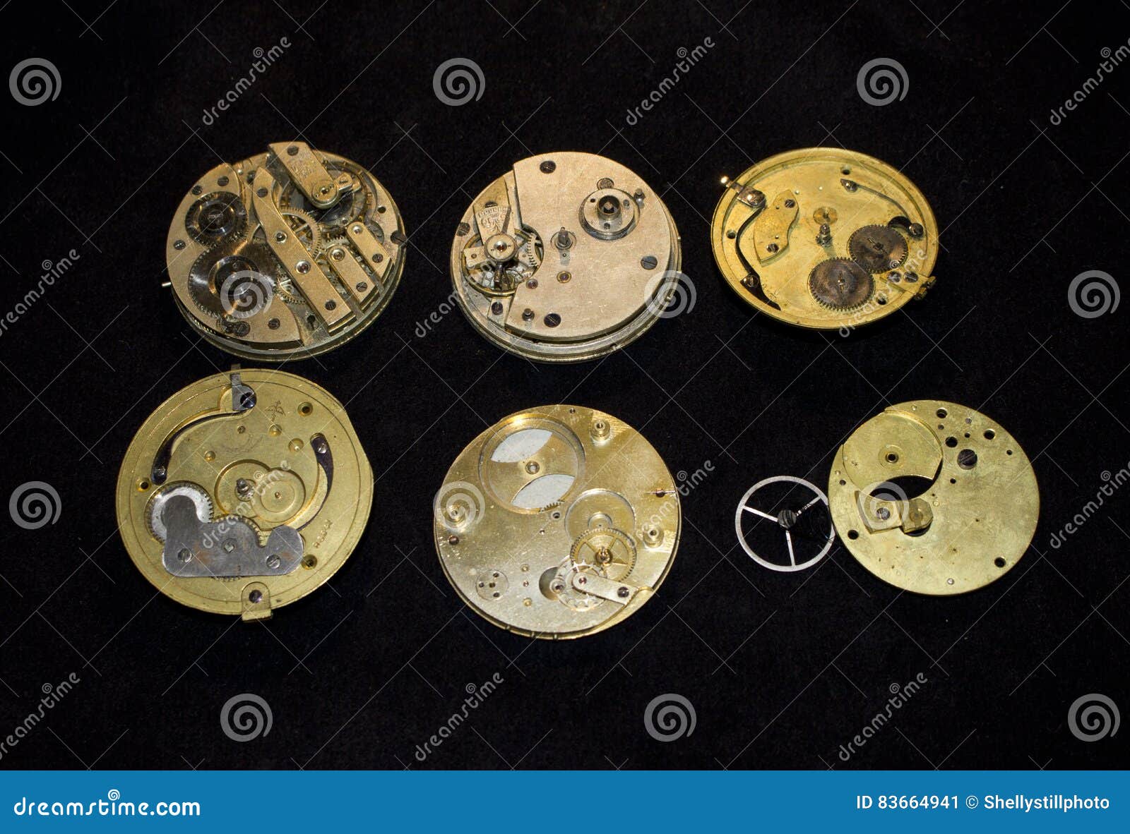 Collection of Pocket Watch Faces and Pieces Stock Image - Image of ...