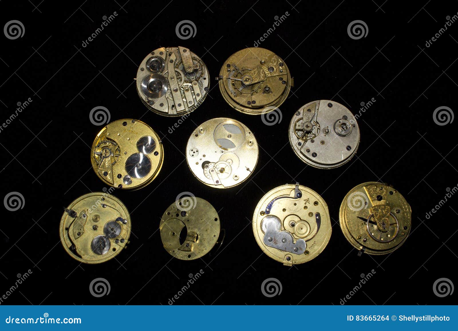 Collection of Pocket Watch Faces and Pieces Stock Photo - Image of ...