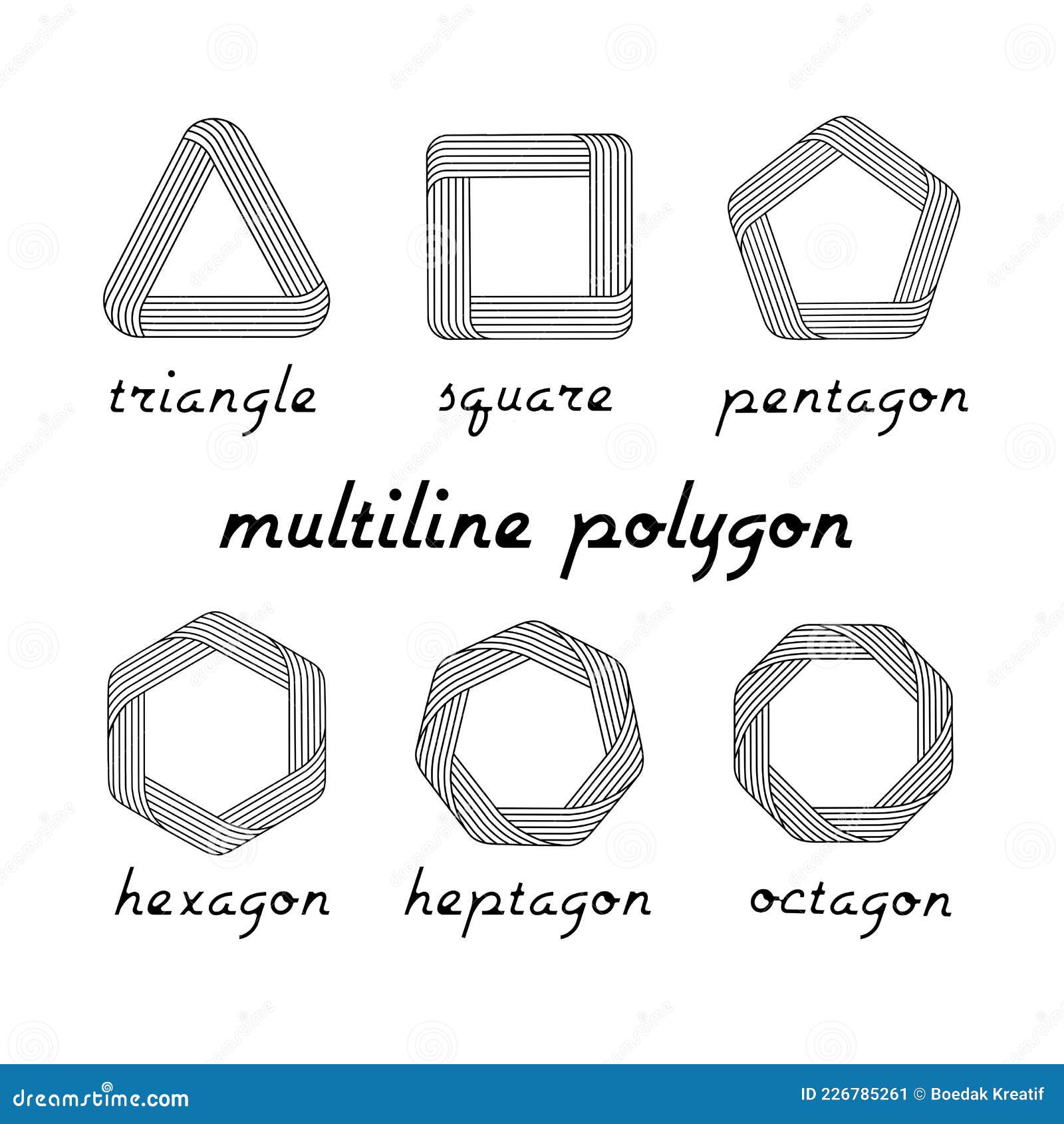 Polygon collection stock vector. Illustration of formula - 226785261