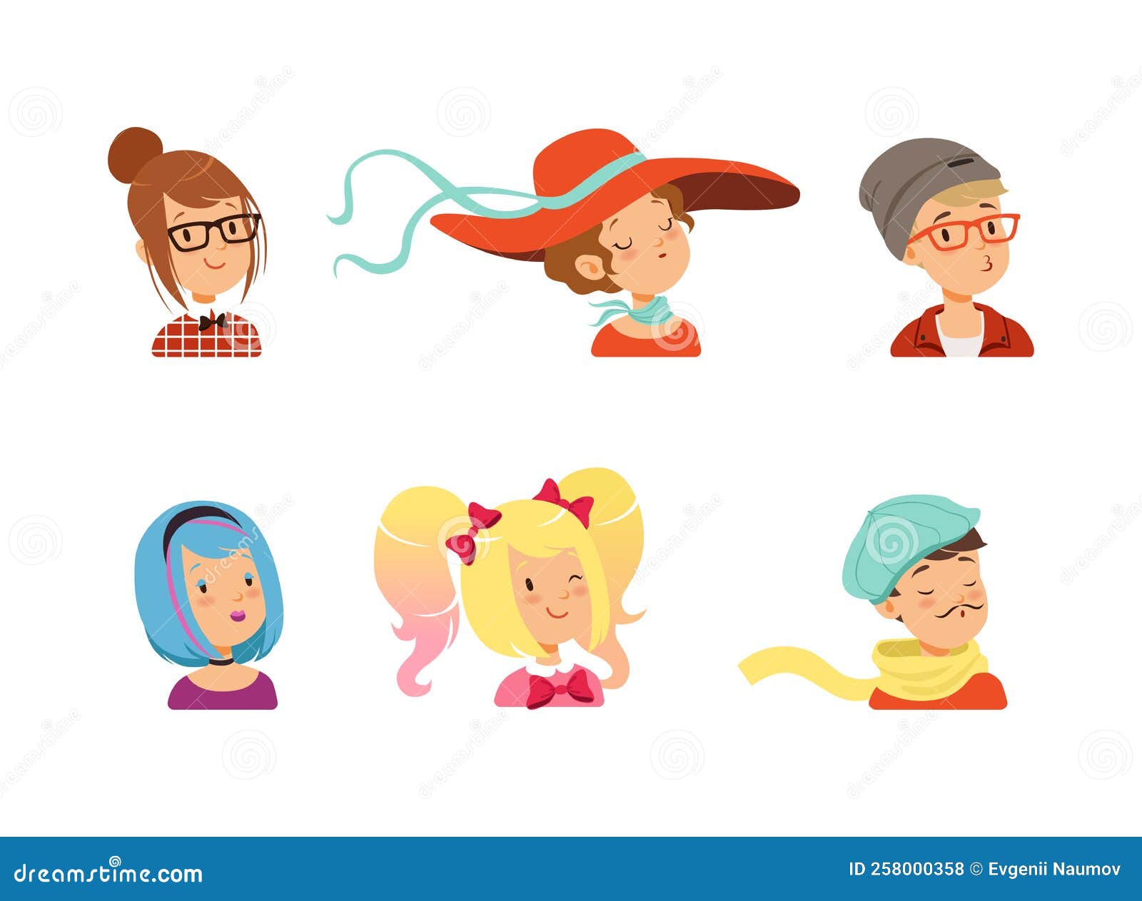 Collection Of Portraits Of People Male Female Persons With Different