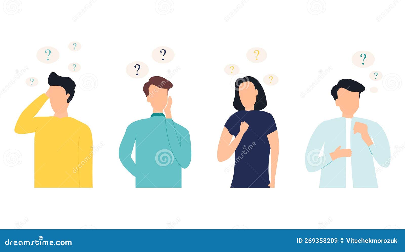 Collection Of Portraits Of Thoughtful People Bundle Of Smart Men And