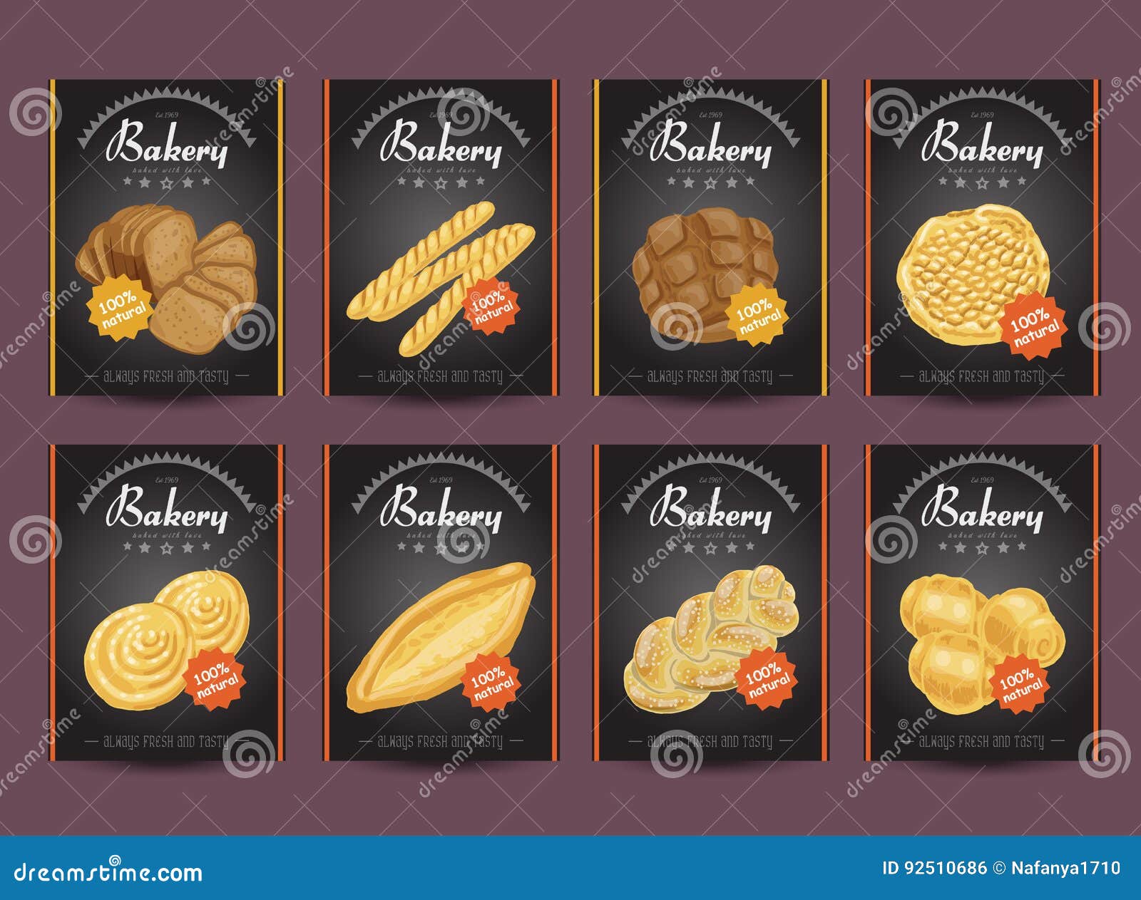 Collection of Posters with Various Bakery Products Stock Vector ...