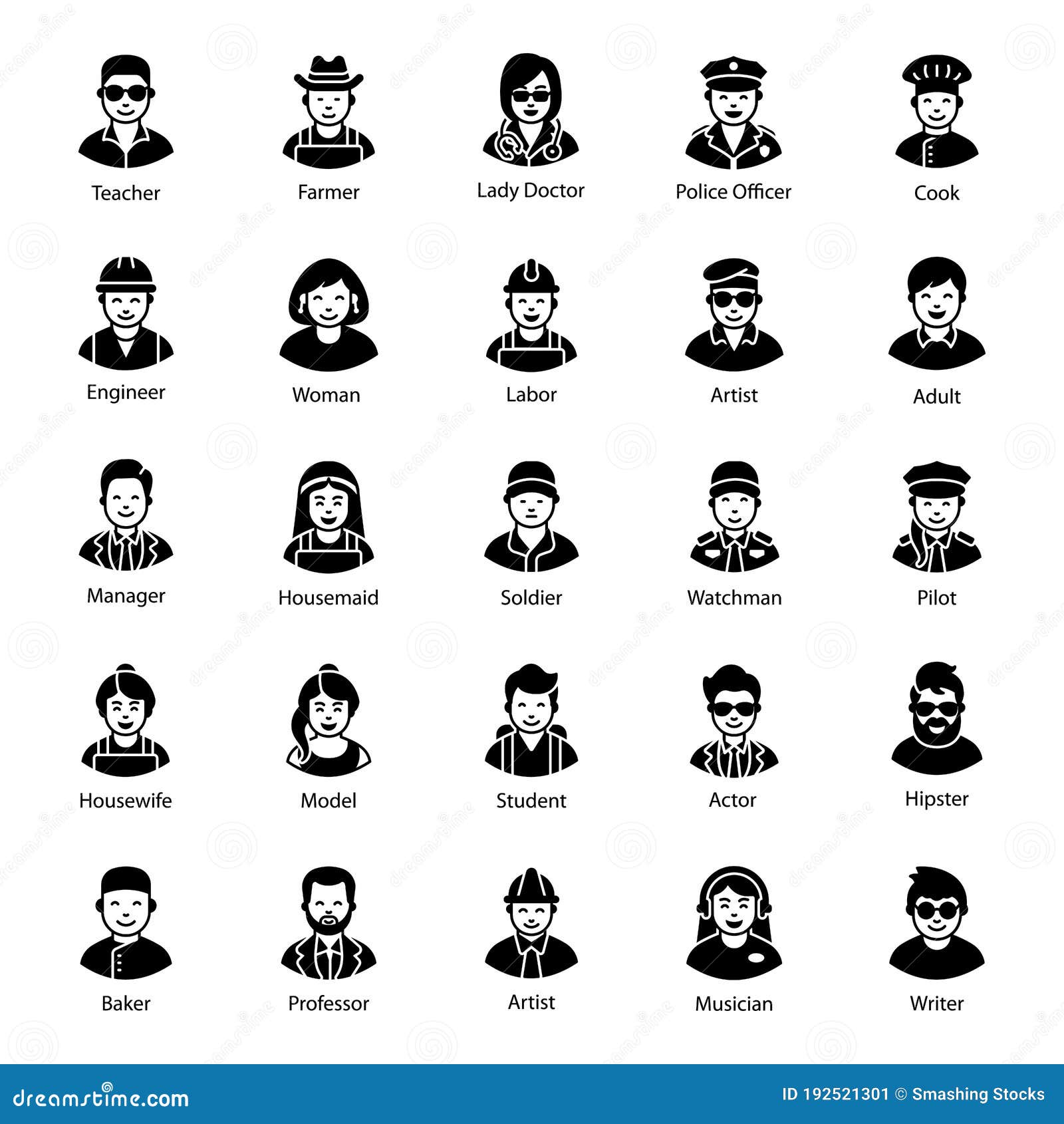 Collection of Professional Avatars in Solid Style Stock Vector ...