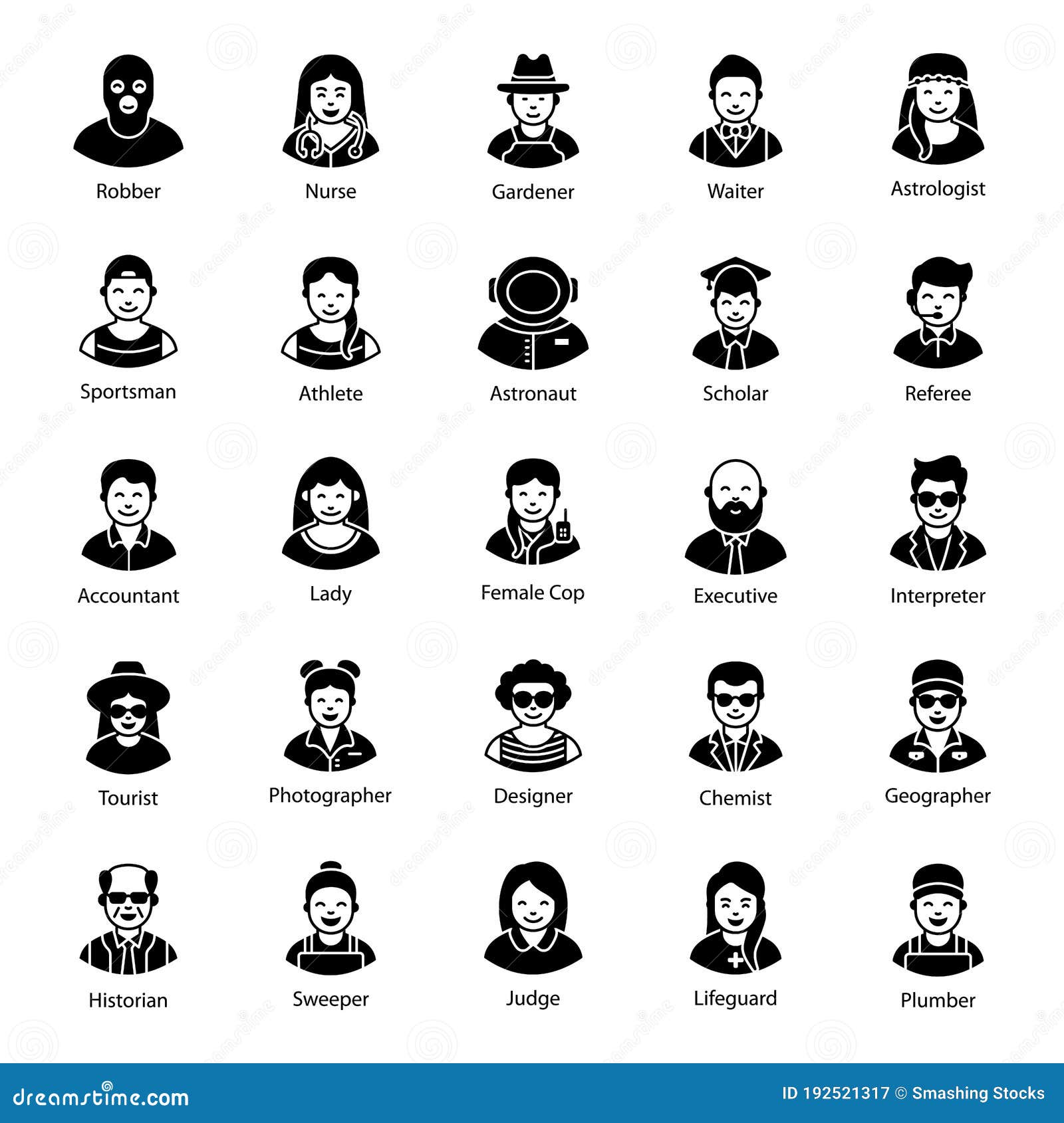 Collection of Professional and Business Avatars in Solid Style Stock ...