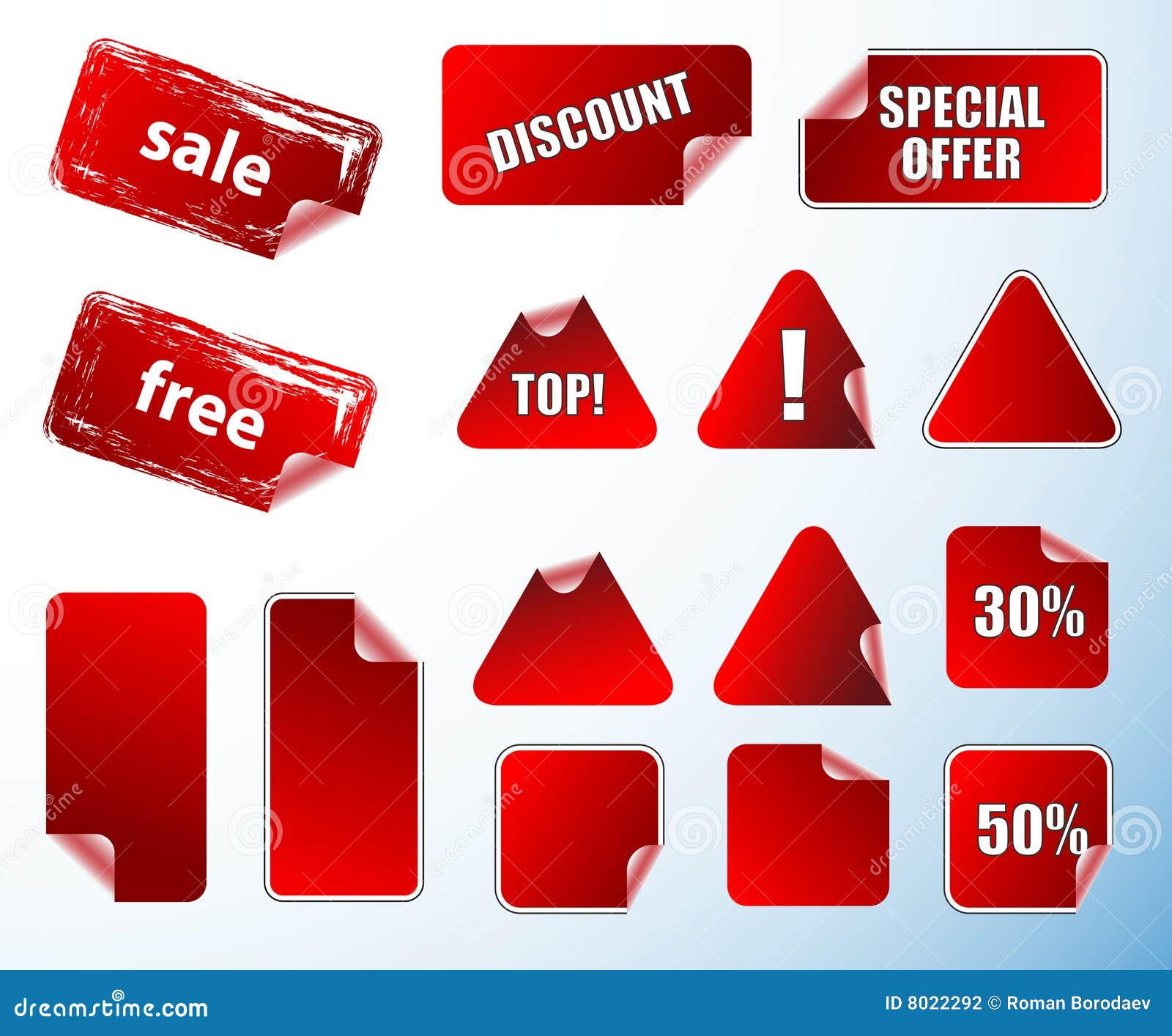 Peeled Corner Price Promotion Promotional Tags Red Empty Blank Label ...