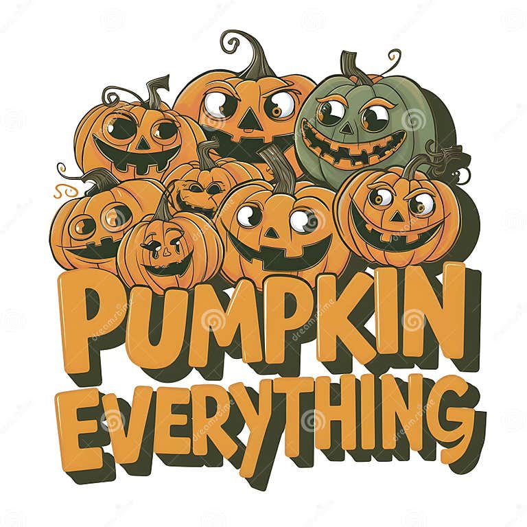 A Collection of Pumpkins with Different Expressions and the Phrase ...