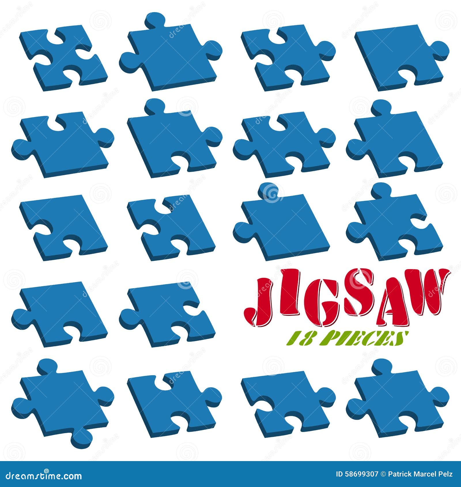 Collection of puzzle parts stock vector. Illustration of development ...