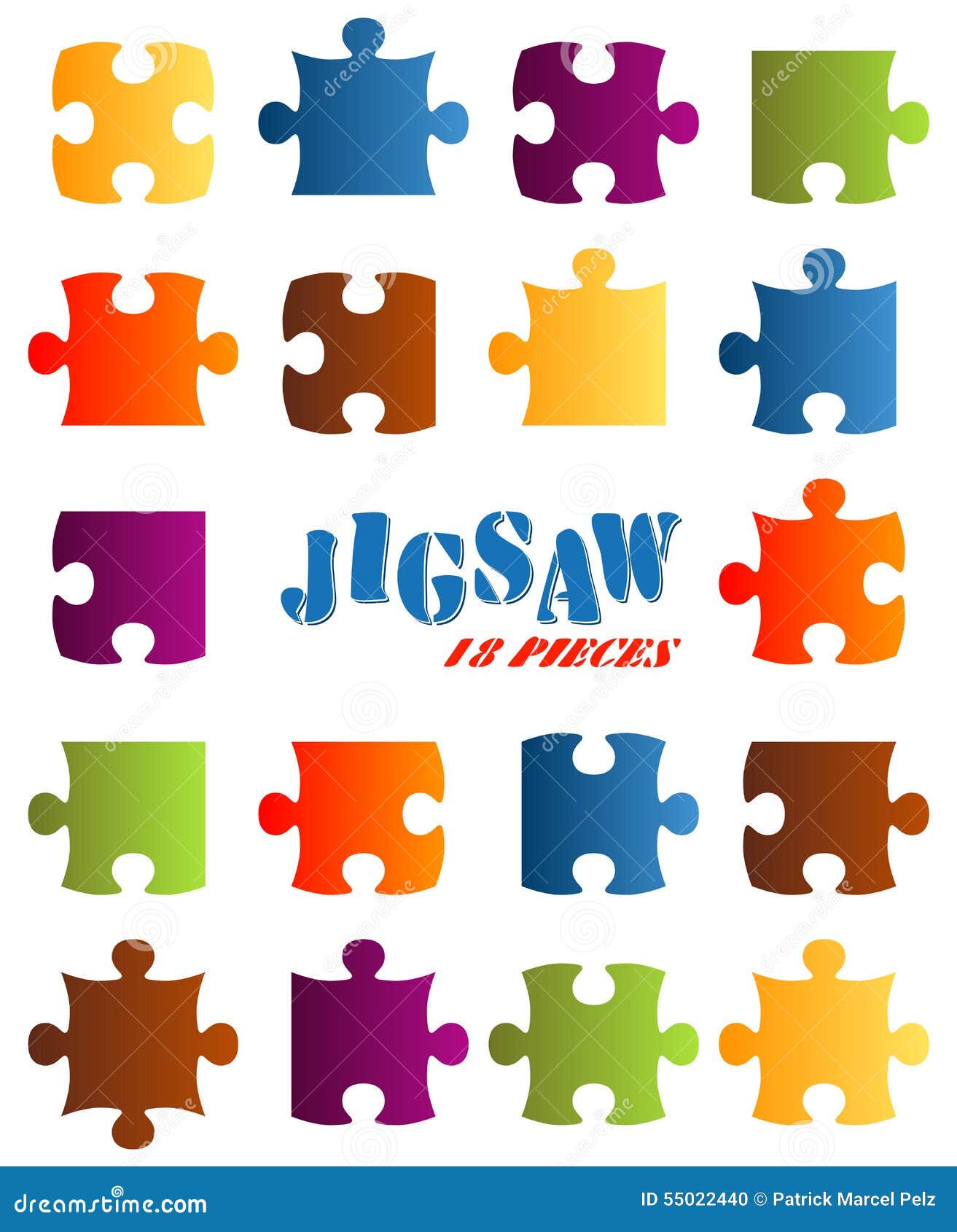 Collection Puzzle Parts Colored Stock Vector - Illustration of plan ...