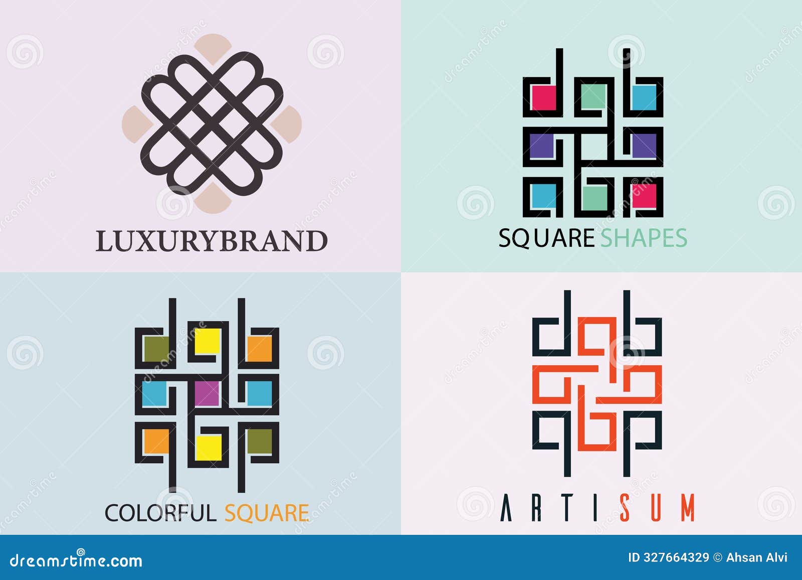 Collection of QR Code and Digital Tech Logo Concept. Square Decorative ...