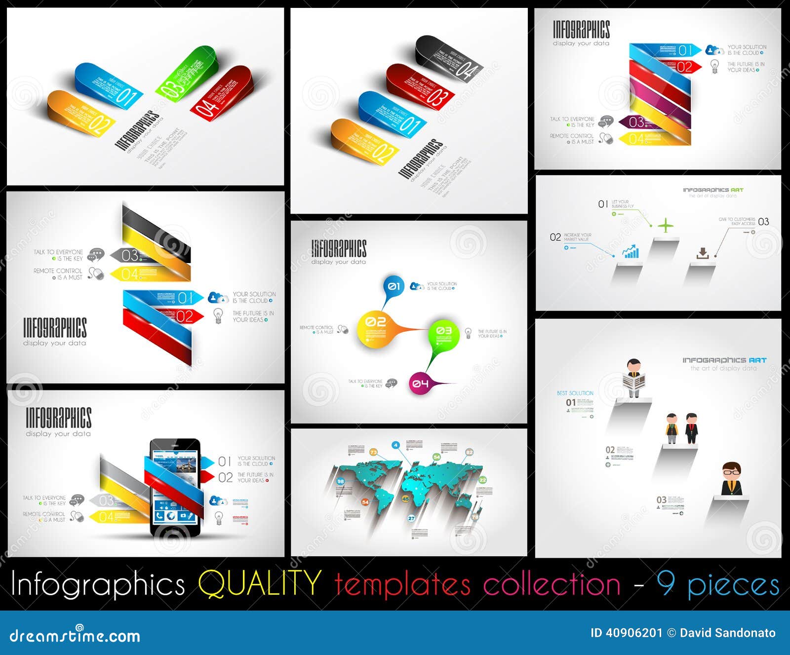 Collection of 9 Quality Infographic Templates. Stock Vector ...