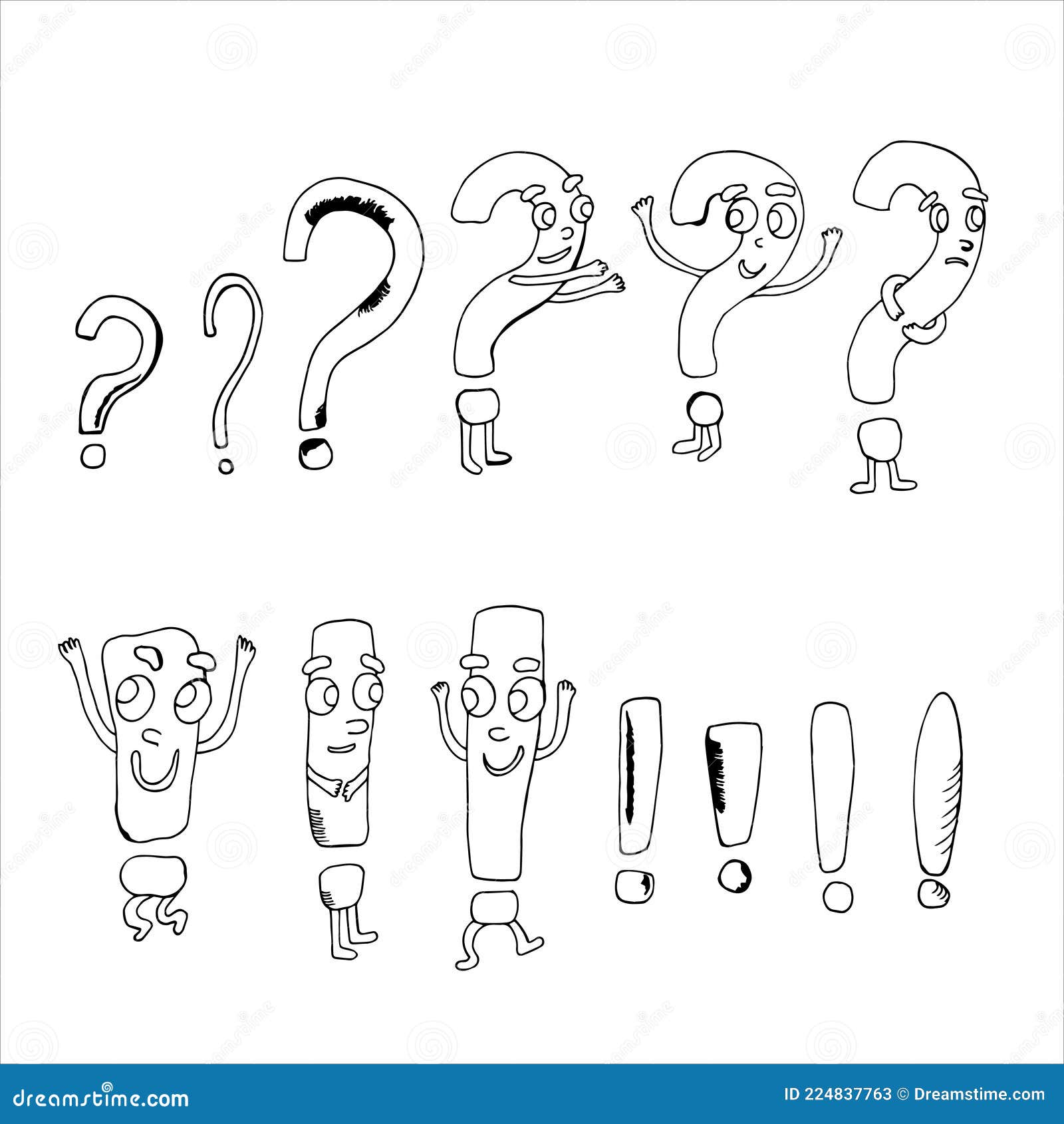 Collection of Question and Exclamation Marks. Vector Illustration ...
