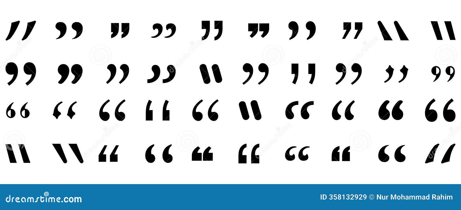 Collection of Quotation Mark, Double Quote, Single Quote, Typography ...