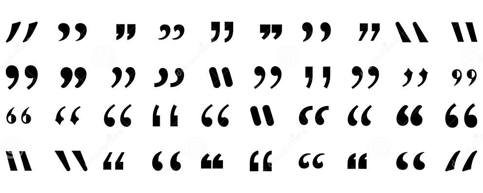 Collection of Quotation Mark, Double Quote, Single Quote, Typography ...