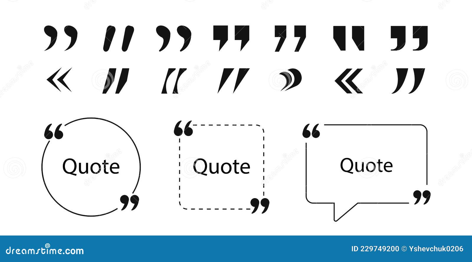 Collection of Quote Box Frames and Icons. Text in Brackets. Blank ...