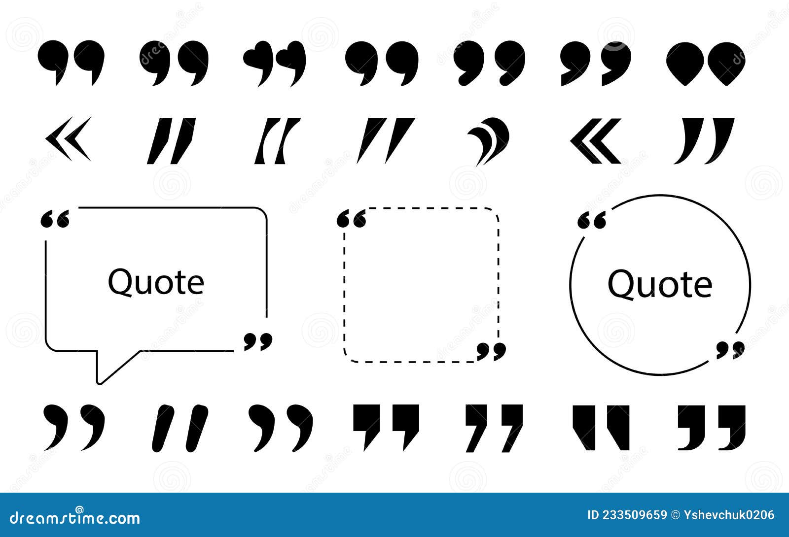 Collection of Quote Box Frames and Icons. Text in Brackets. Blank ...