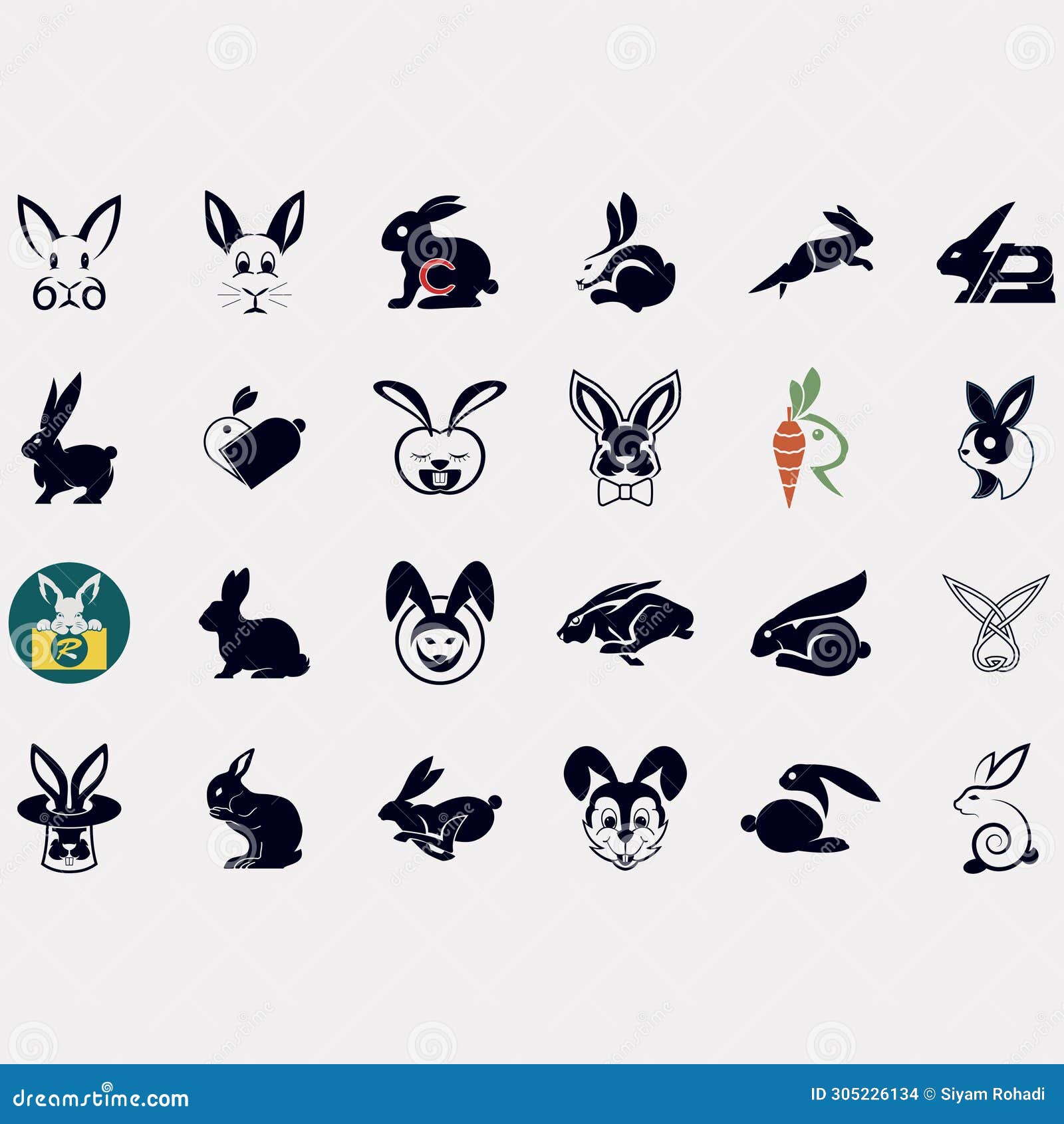 Collection of rabbit logos stock illustration. Illustration of rabbit ...