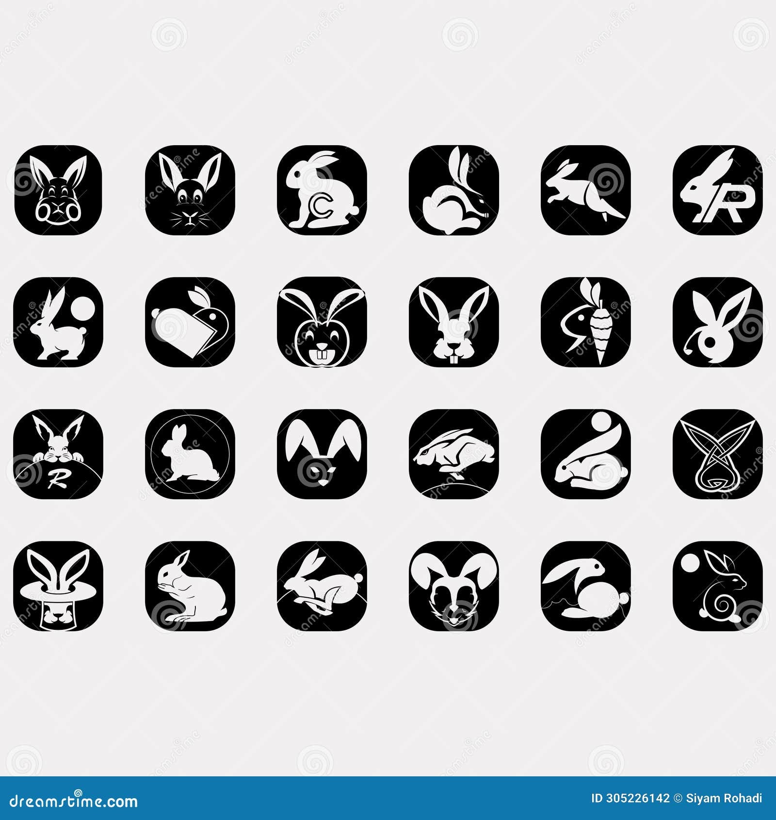 Collection of rabbit logos stock illustration. Illustration of sitting ...
