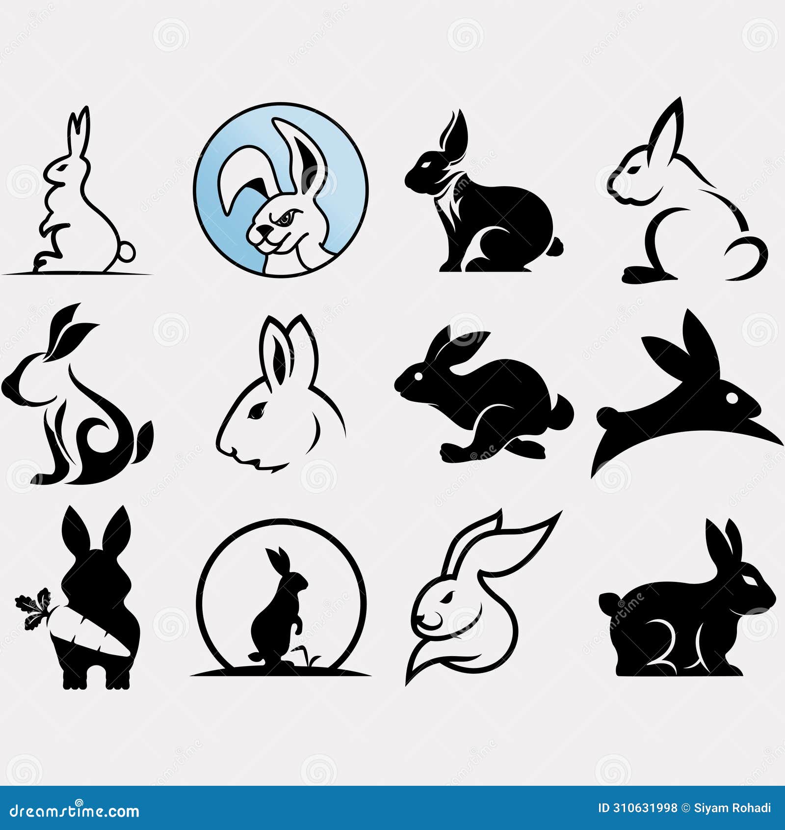 Collection of rabbit logos stock vector. Illustration of wildlife ...