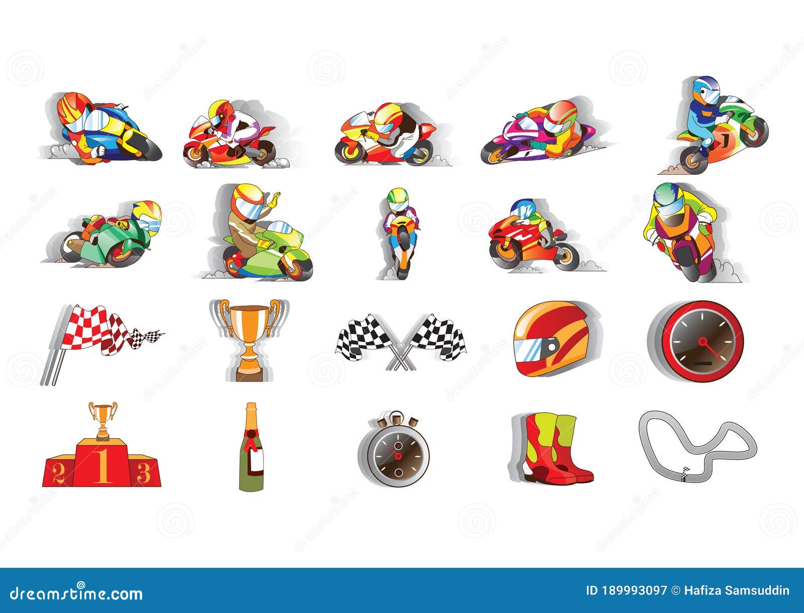 Collection of Racing Related Objects. Vector Illustration Decorative ...