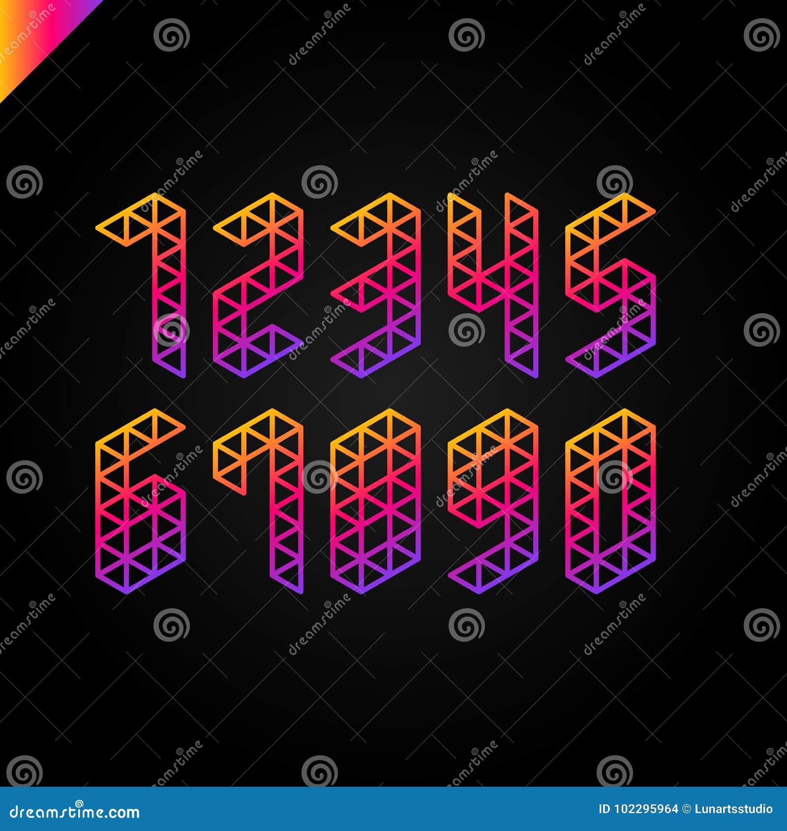 Collection of the Isometric Sport Numbers Set with Triangle. Vector ...