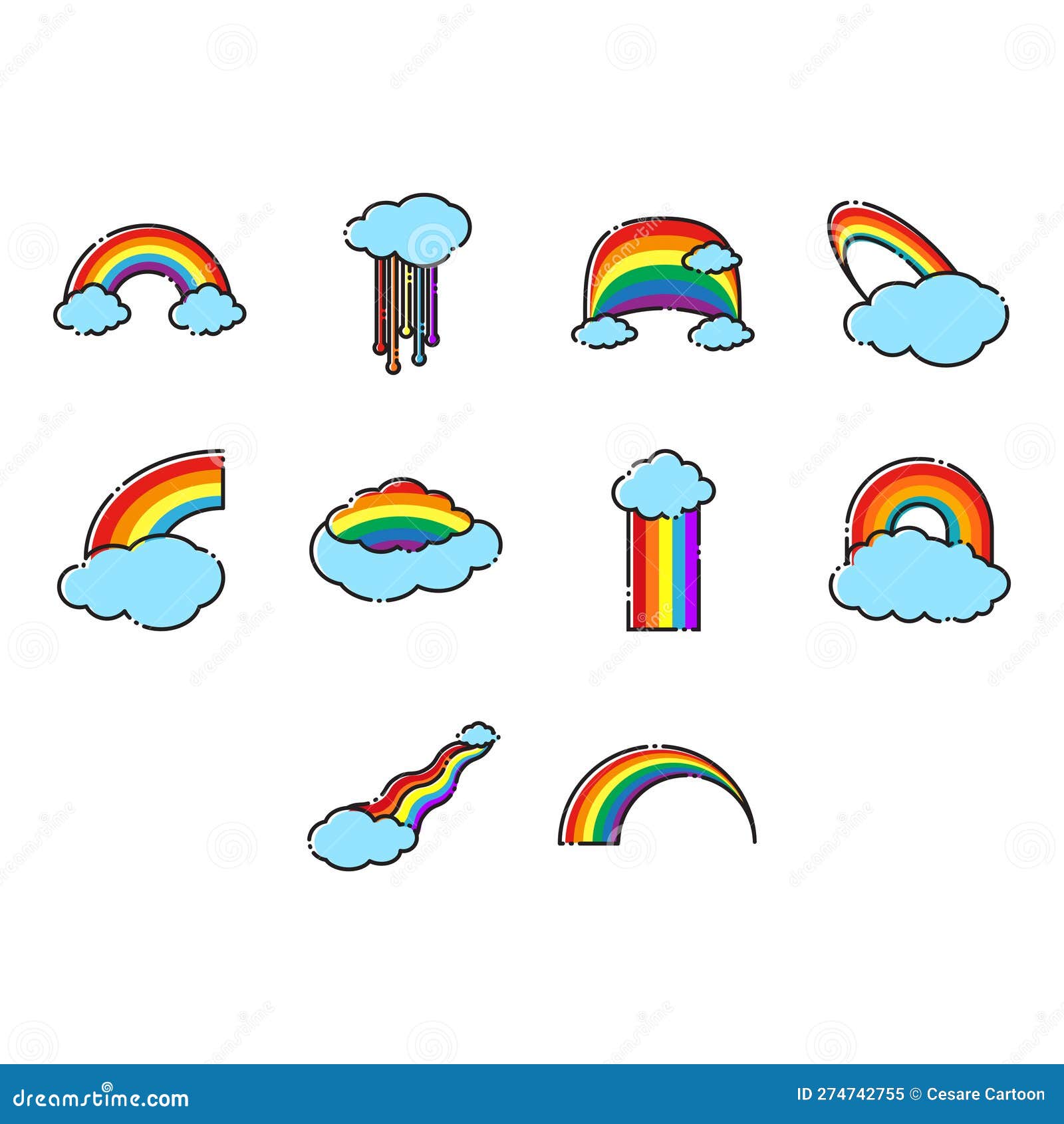 Rainbow icon set stock vector. Illustration of collection - 274742755