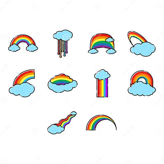 Rainbow icon set stock vector. Illustration of collection - 274742755
