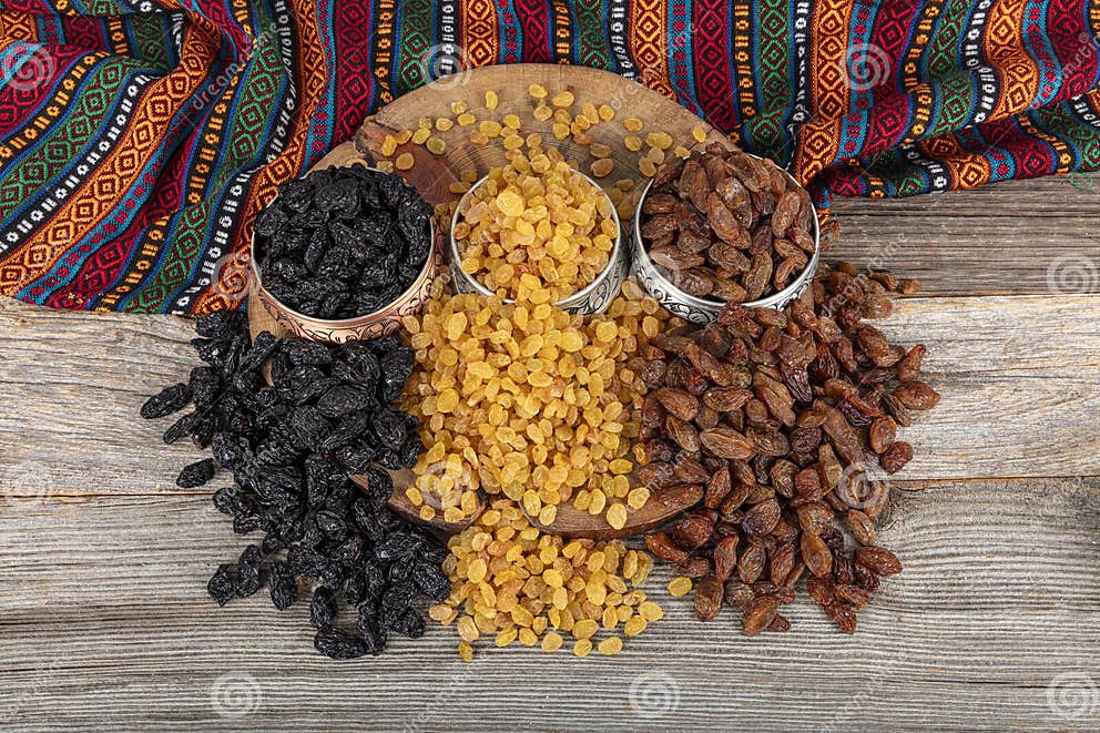 Collection of Raisins that Offers a Vibrant and Nutritious Array. Three ...
