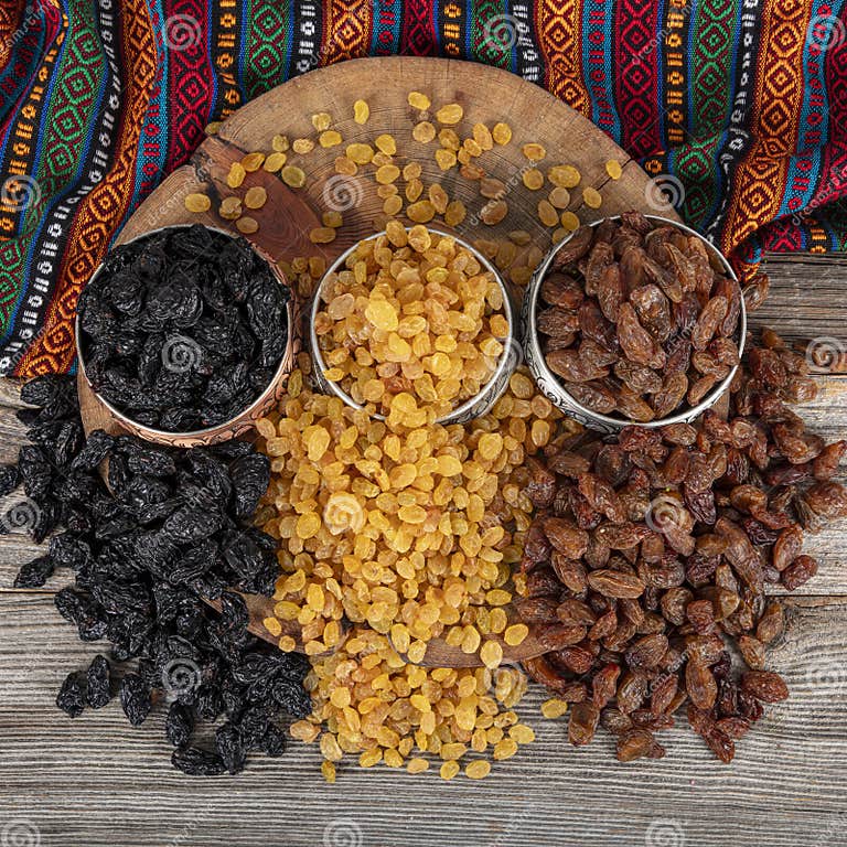Collection of Raisins that Offers a Vibrant and Nutritious Array. Three ...