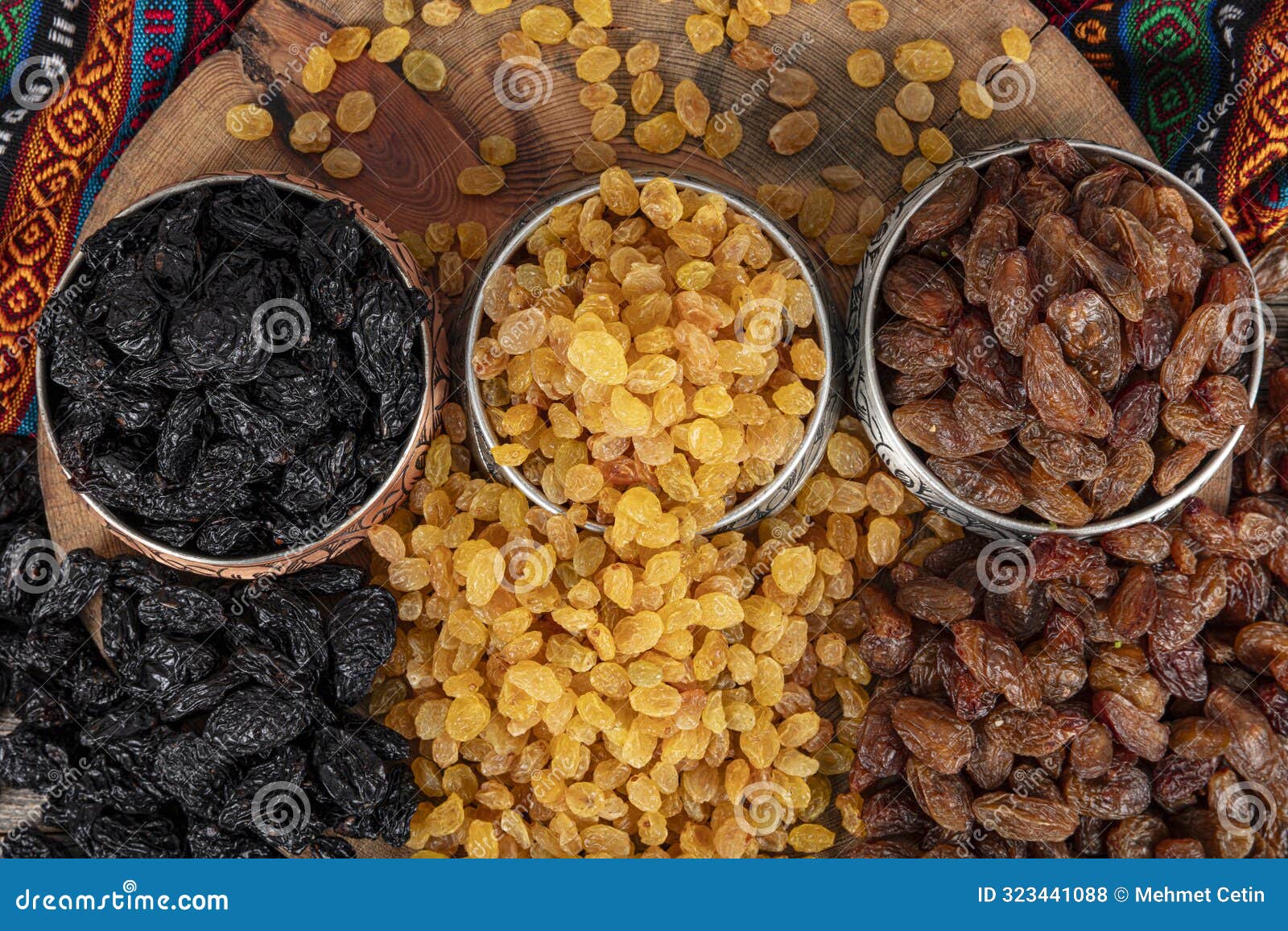 Collection of Raisins that Offers a Vibrant and Nutritious Array. Three ...