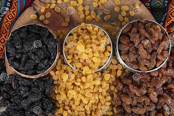 Collection of Raisins that Offers a Vibrant and Nutritious Array. Three ...