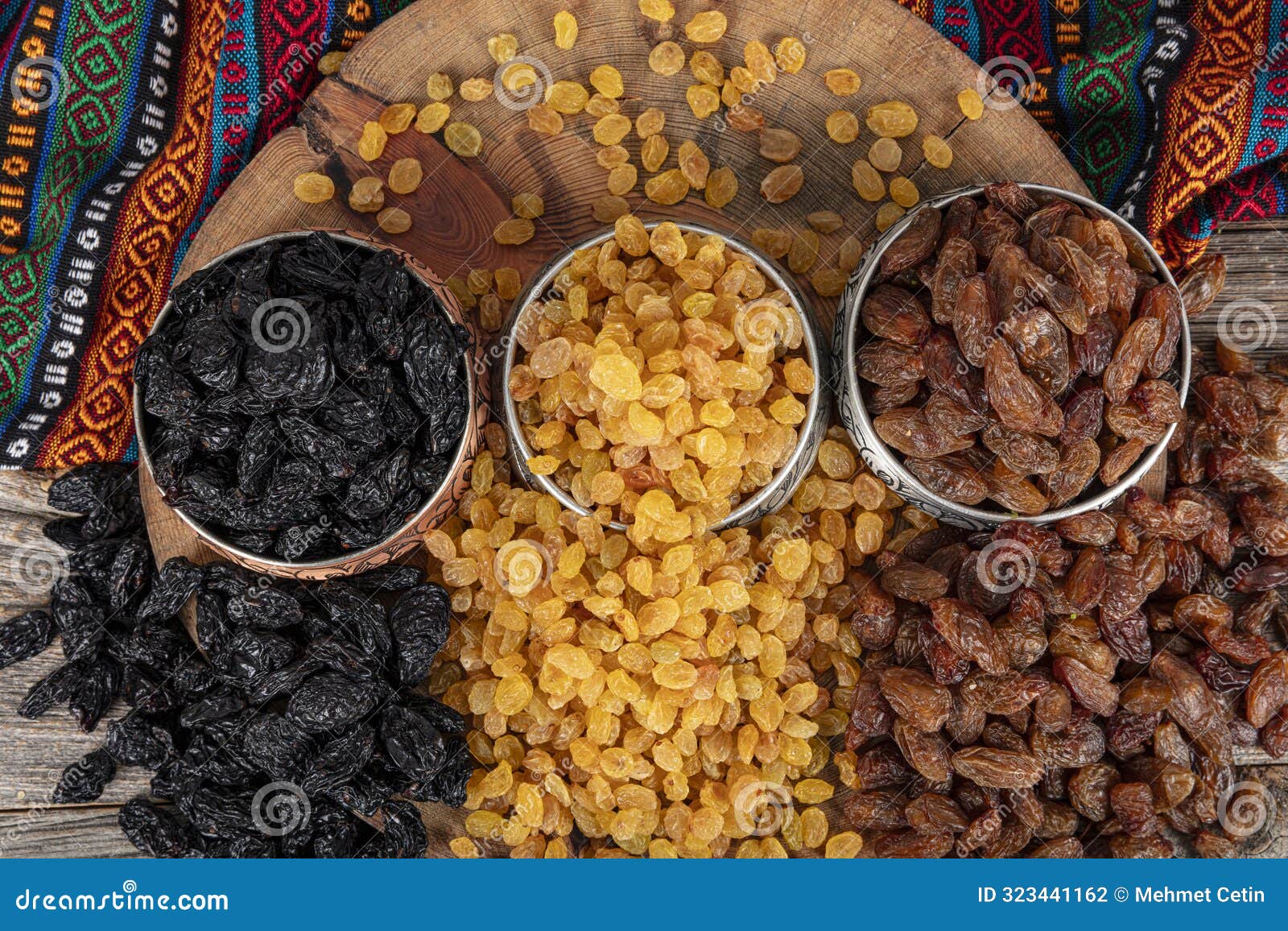 Collection of Raisins that Offers a Vibrant and Nutritious Array. Three ...
