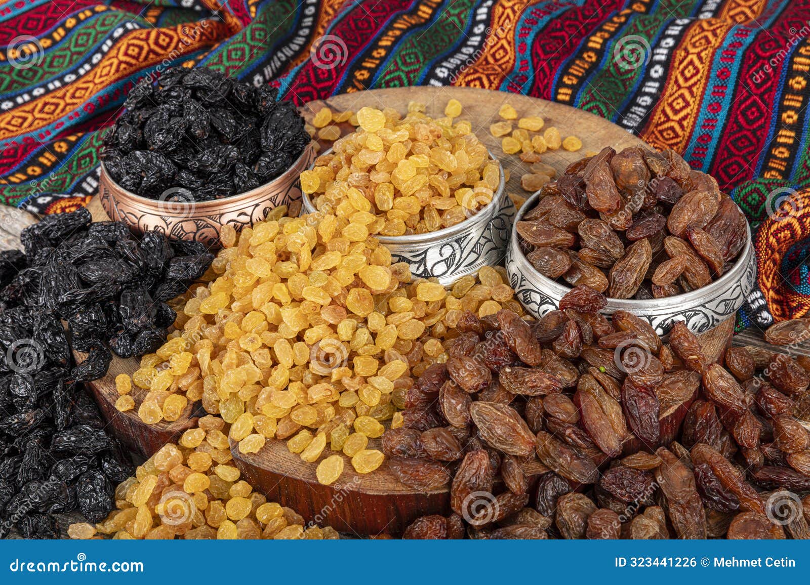 Collection of Raisins that Offers a Vibrant and Nutritious Array. Three ...
