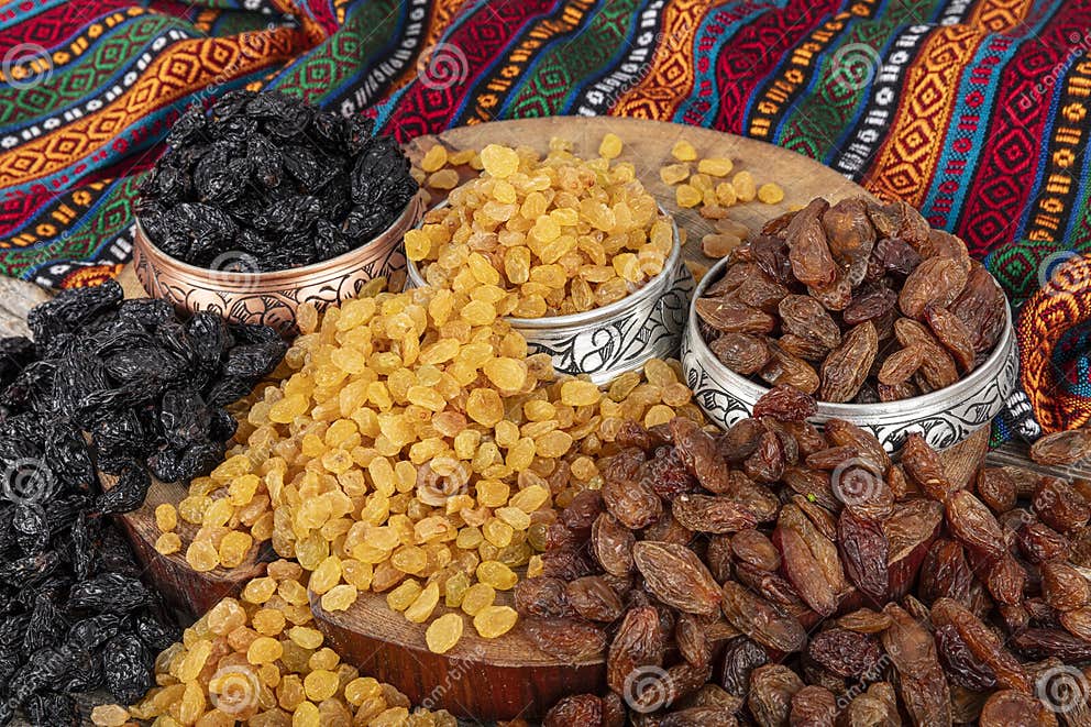 Collection of Raisins that Offers a Vibrant and Nutritious Array. Three ...